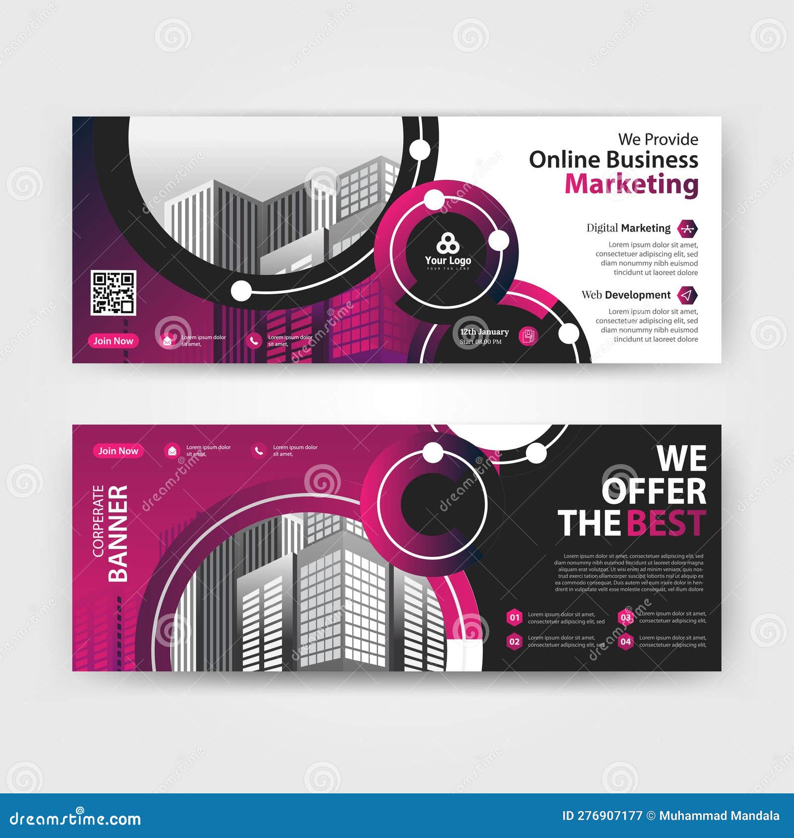 Purple Color Abstract Corporate Business Banner Template, Horizontal ...