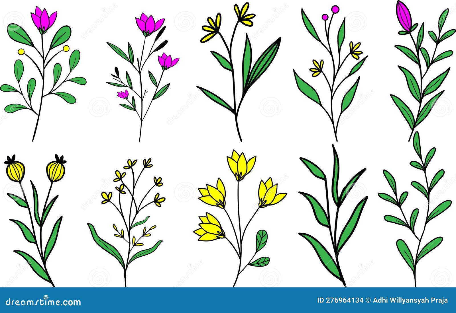 Flower Draw Vector Illustration Stock Vector - Illustration of green ...