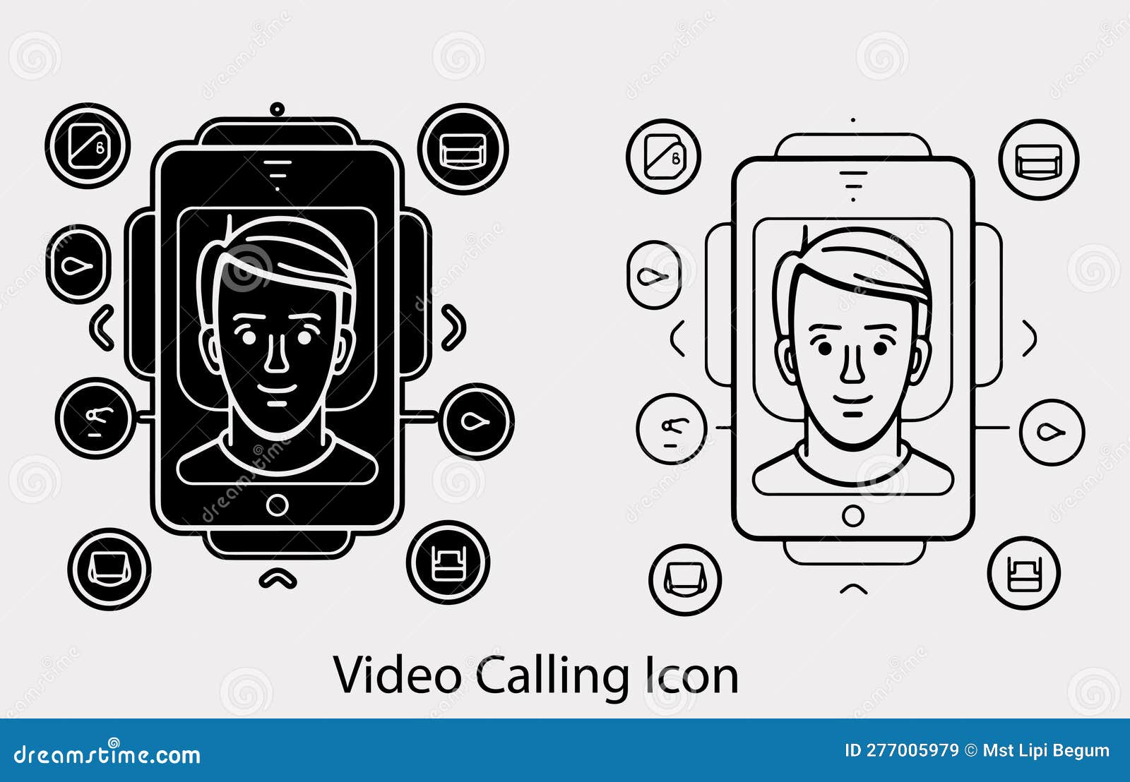 Video Calling Icon Outline Style Simple Set of Video Conference Related ...