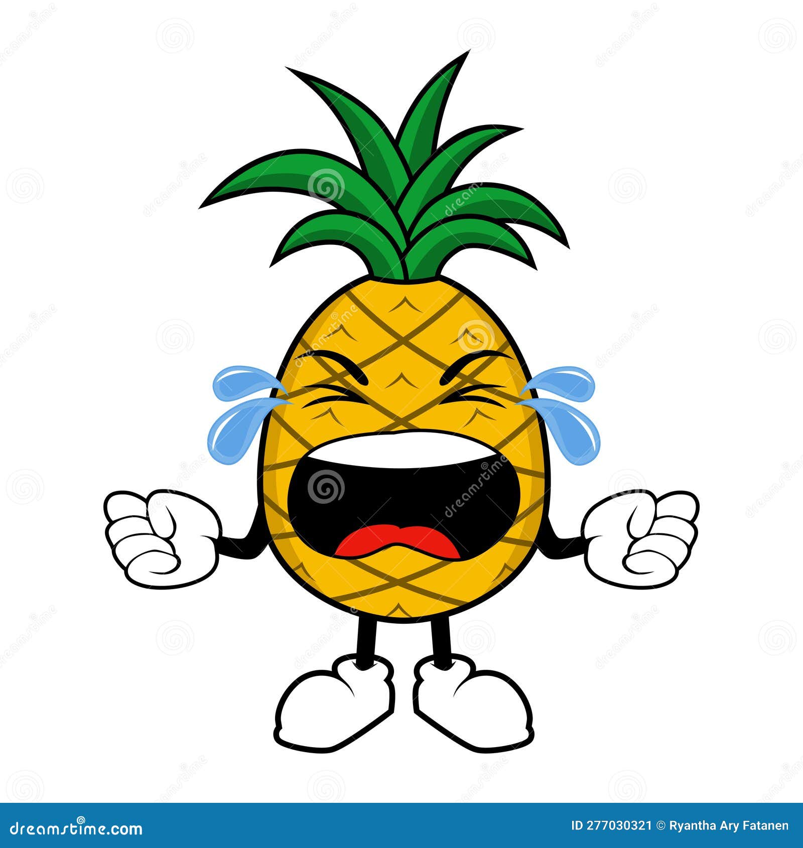 Crying Pineapple Cartoon Character Emote Vector Illustration ...