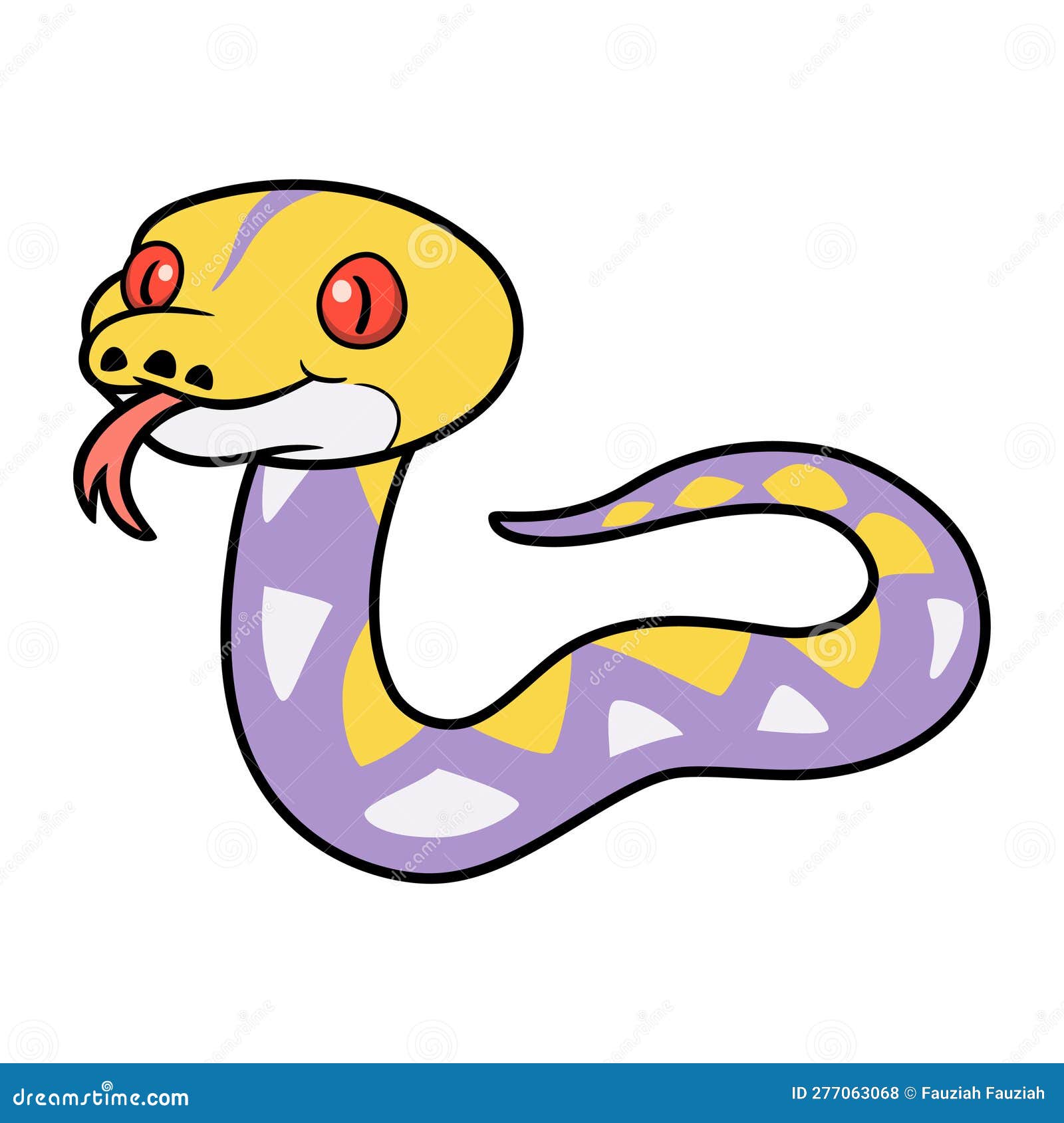Cute Lavender Reticulated Python Cartoon Stock Vector - Illustration of ...