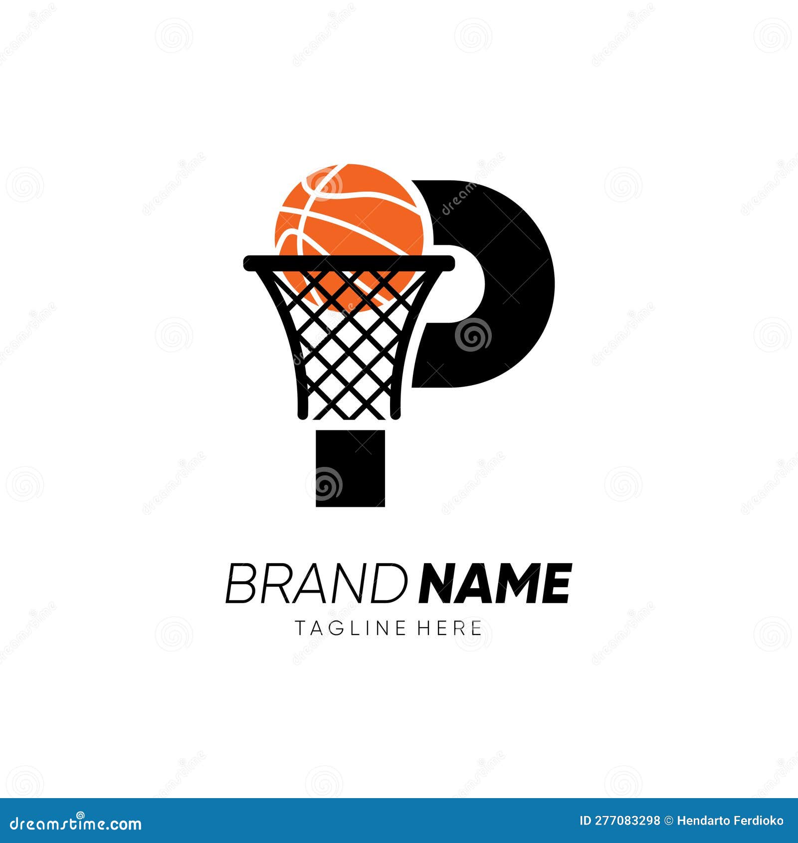 Letter P Initial Basketball Logo Design Vector Icon Graphic Emblem ...