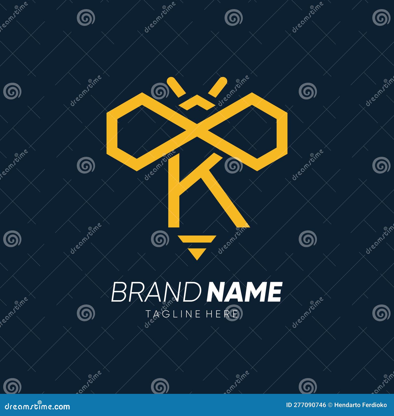 Letter K Initial Bee Line Logo Design Vector Icon Graphic Emblem ...