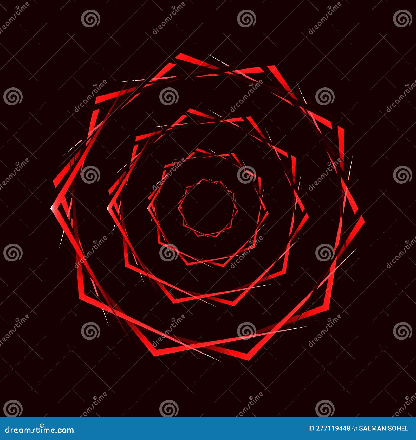 Abstract Circle Retro Red Floral Grow Art Design Stock Illustration ...