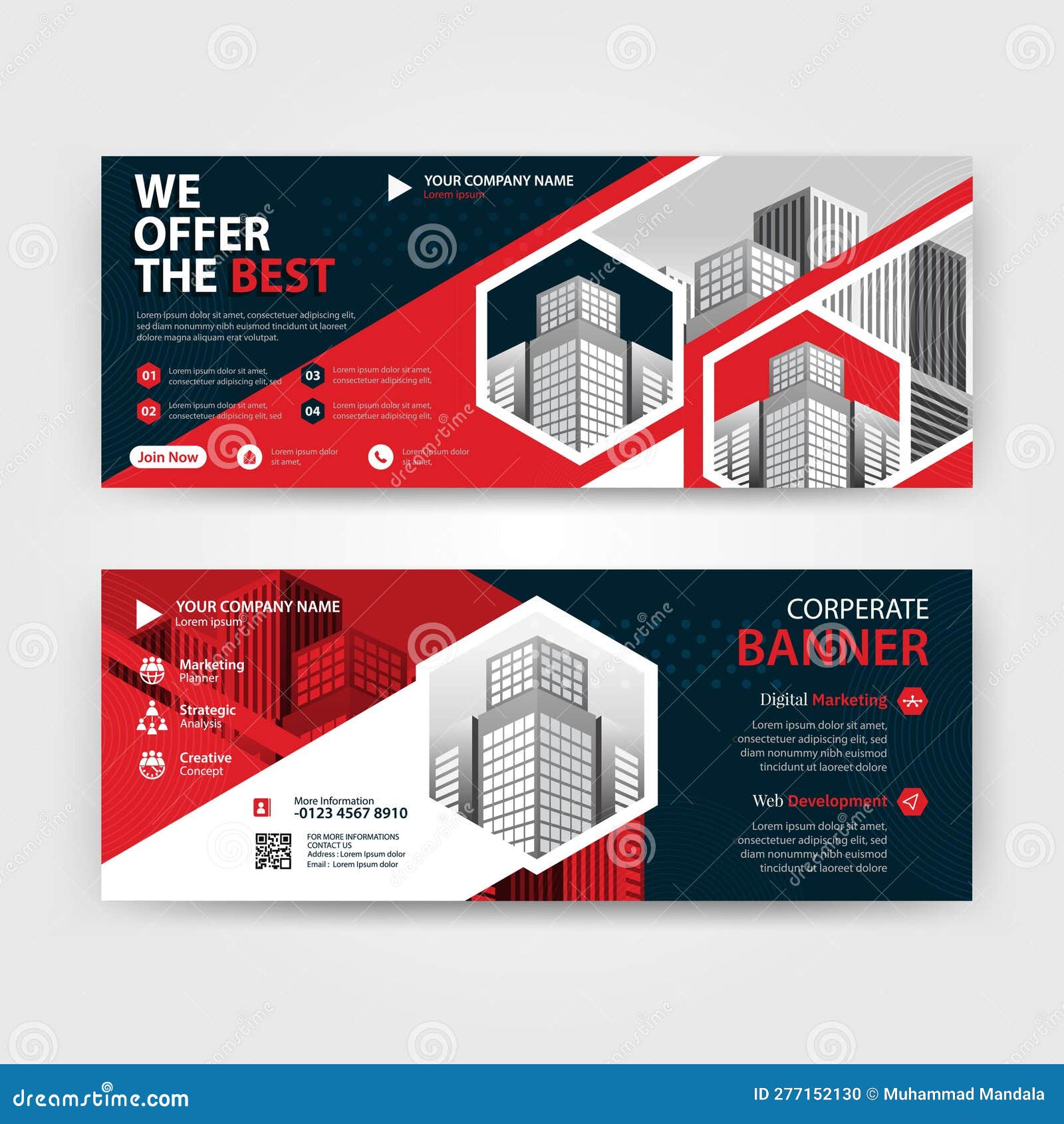 Red and Blue Color Geometric Corporate Business Banner Template for ...