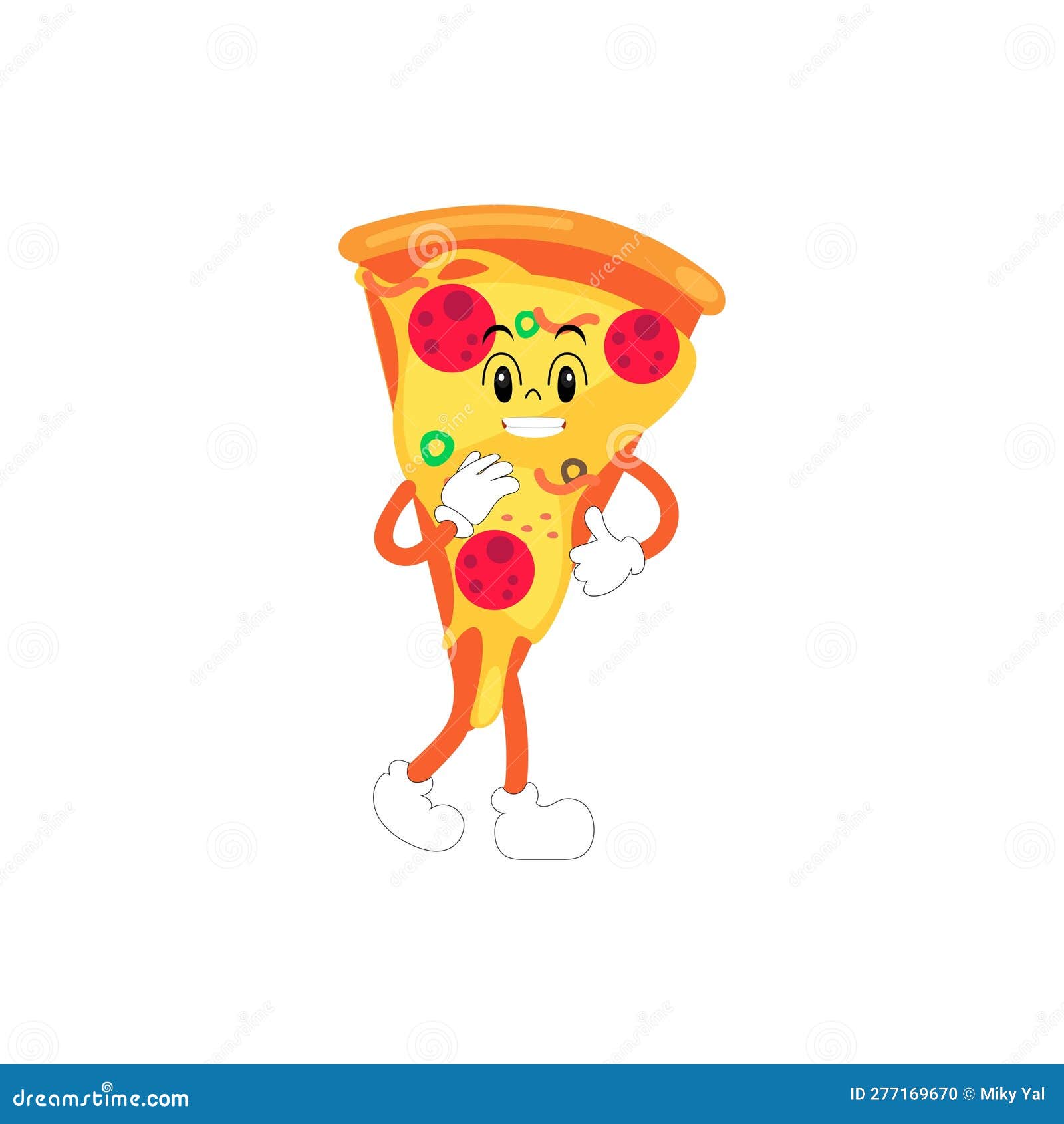 Pizza Slice Character Cartoon, Cartoon Pizza Fast Food Character with ...