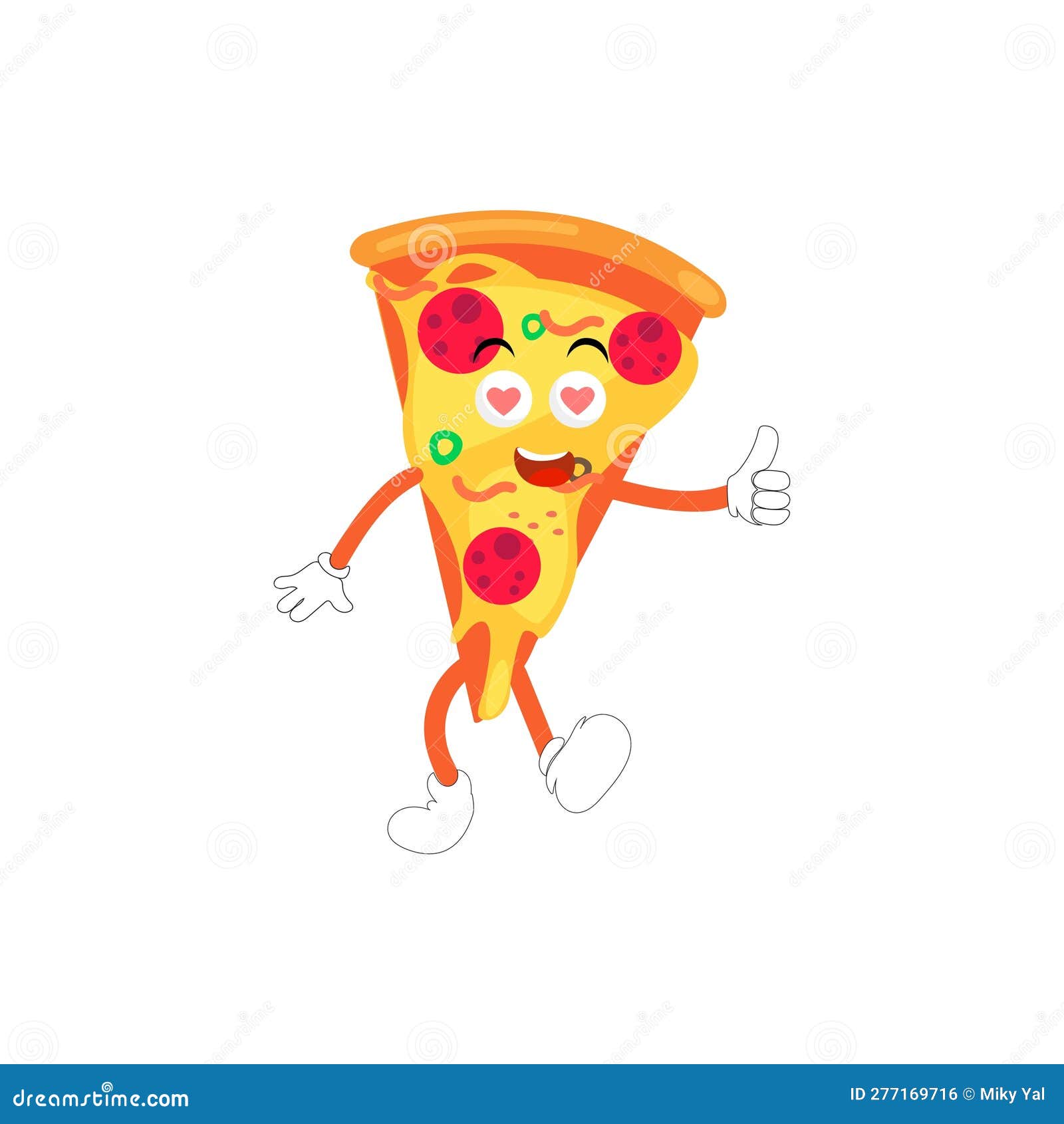 Pizza Slice Character Cartoon, Cartoon Pizza Fast Food Character with ...