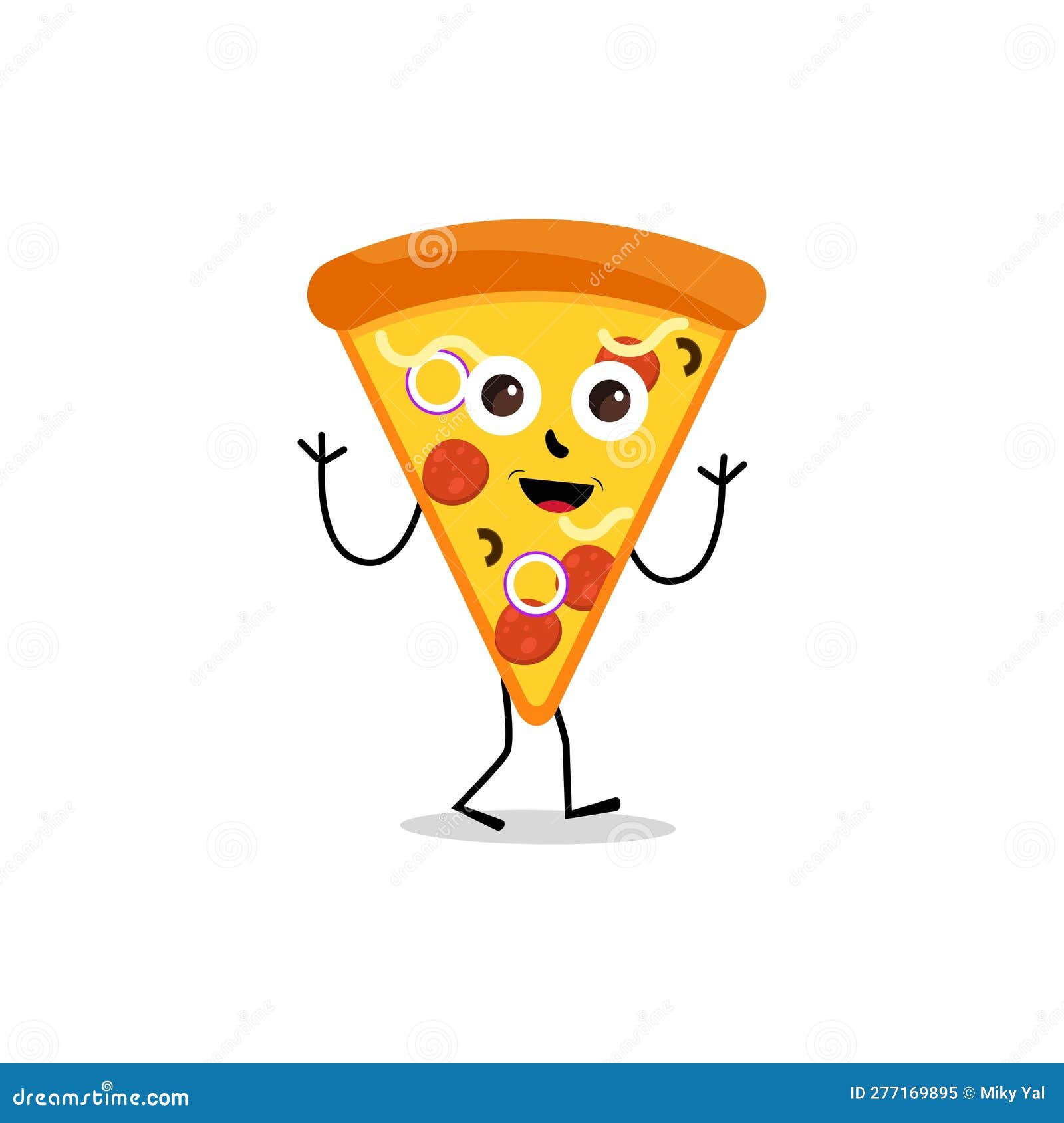 Pizza Slice Character Cartoon, Cartoon Pizza Fast Food Character with ...