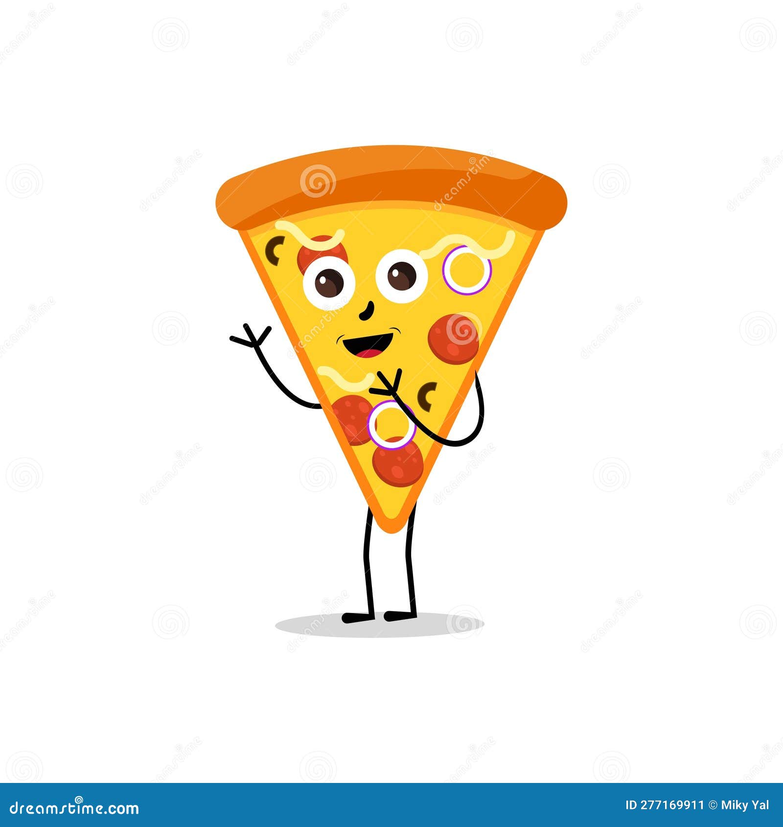 Pizza Slice Character Cartoon, Cartoon Pizza Fast Food Character with ...