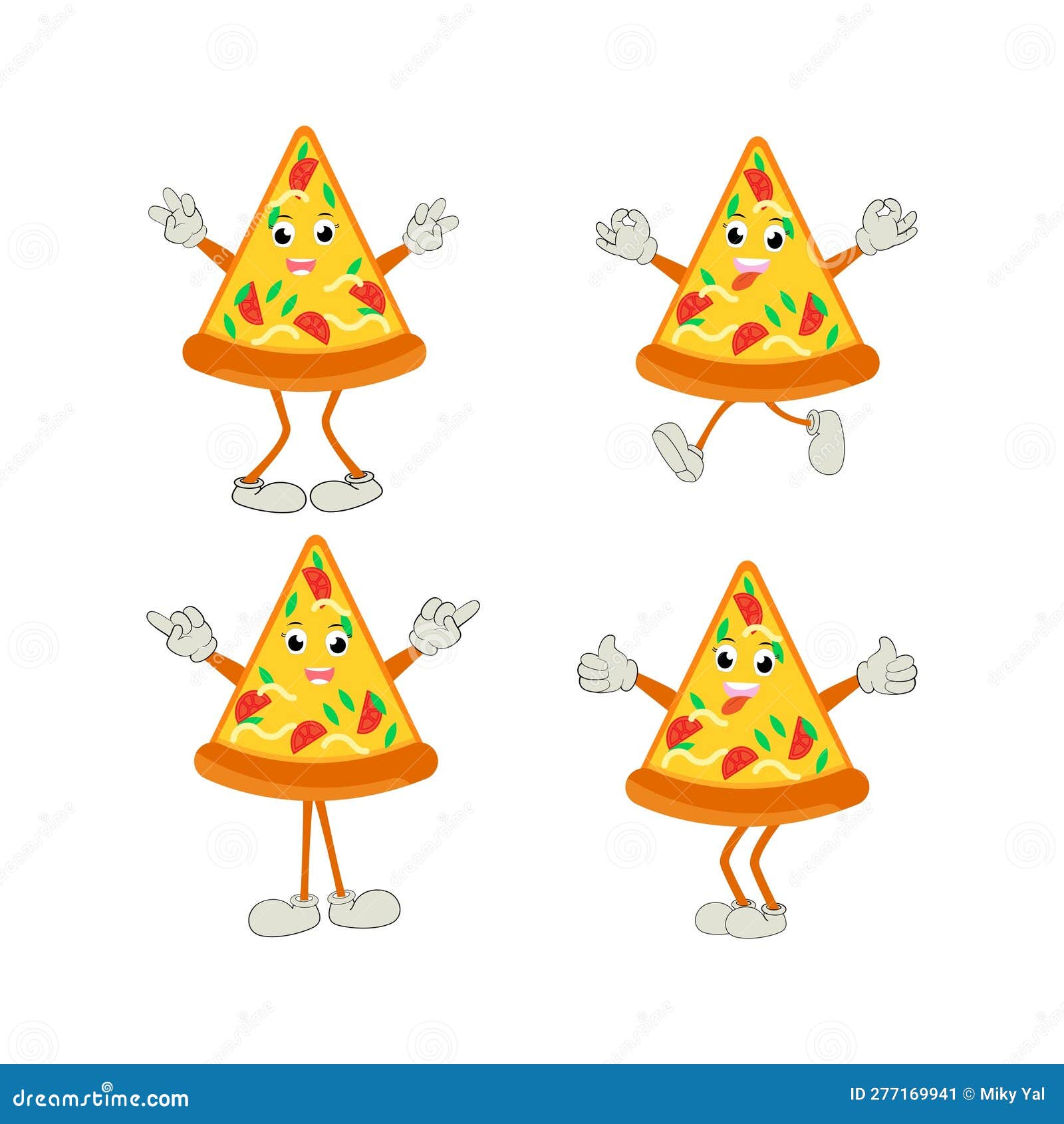 Pizza Slice Character Cartoon, Cartoon Pizza Fast Food Character with ...
