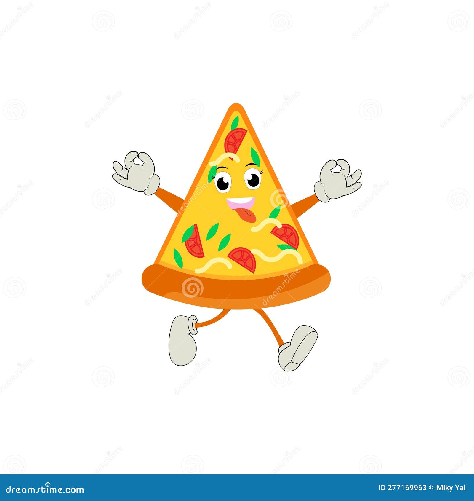 Pizza Slice Character Cartoon, Cartoon Pizza Fast Food Character with ...