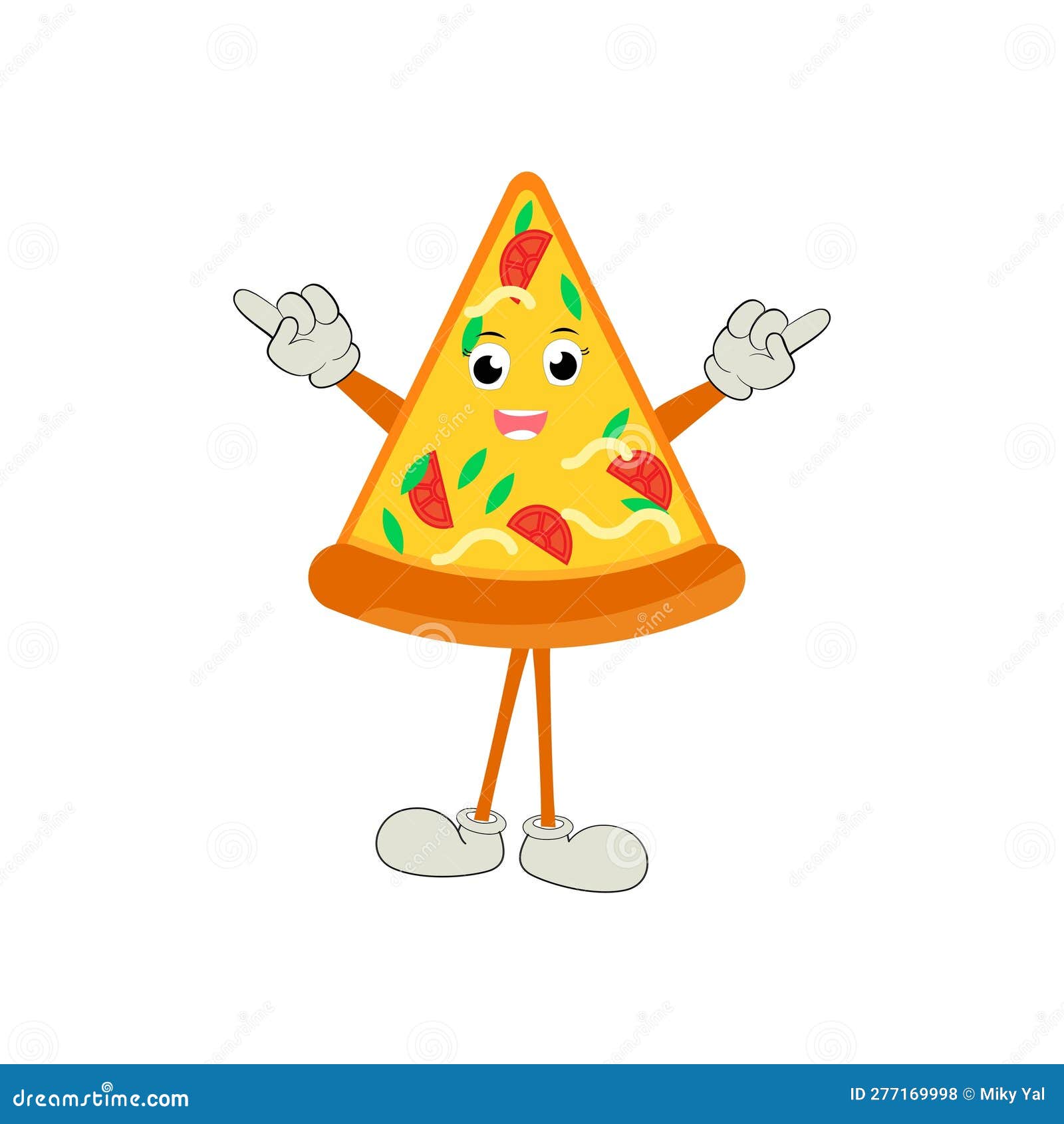 Pizza Slice Character Cartoon, Cartoon Pizza Fast Food Character with ...