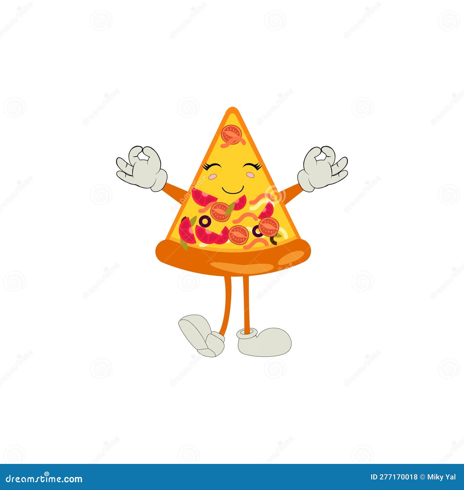Pizza Slice Character Cartoon, Cartoon Pizza Fast Food Character with ...