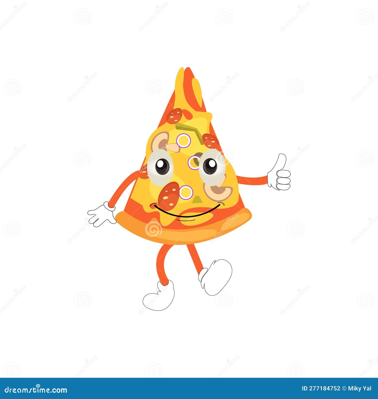 Pizza Cartoon Character, Pizza Character Emotions, Face, Arms and Legs ...