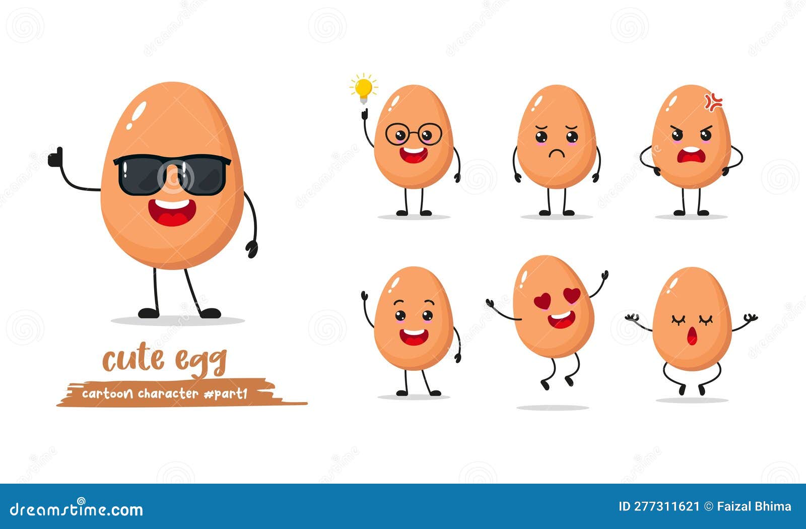 Funny Egg Cartoon Character Set with Different Emotion Stock Vector ...