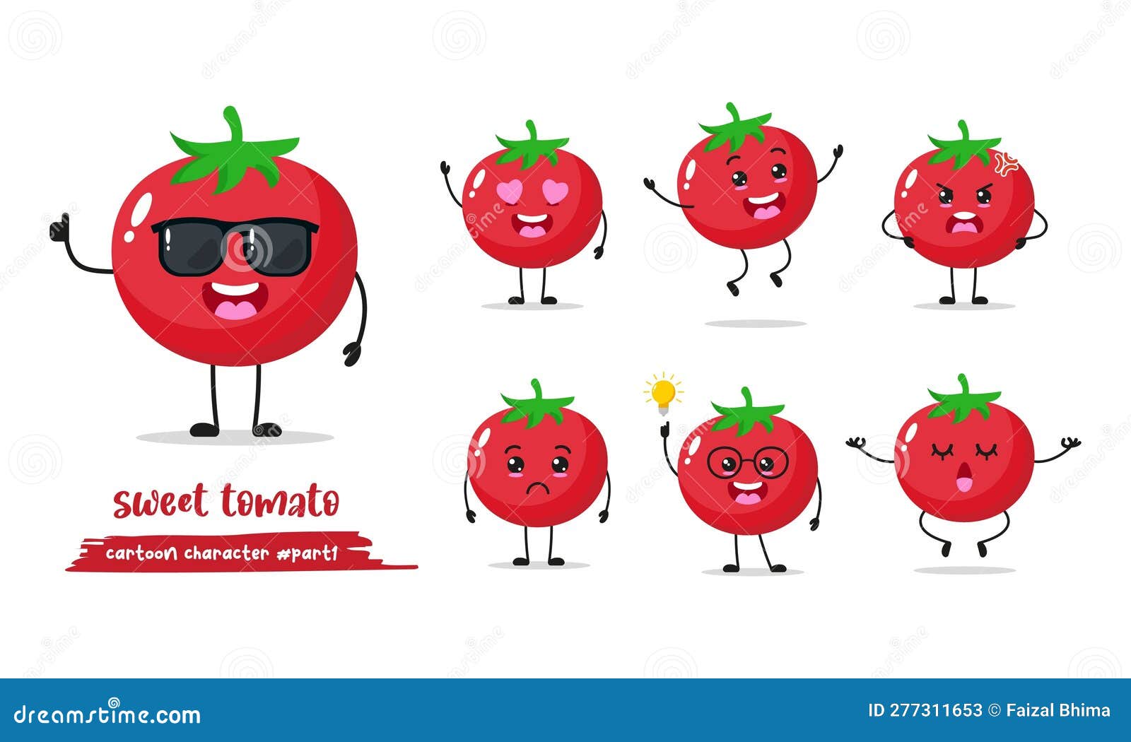 Funny Red Tomato Cartoon Character with Happy Emotion Stock Vector ...