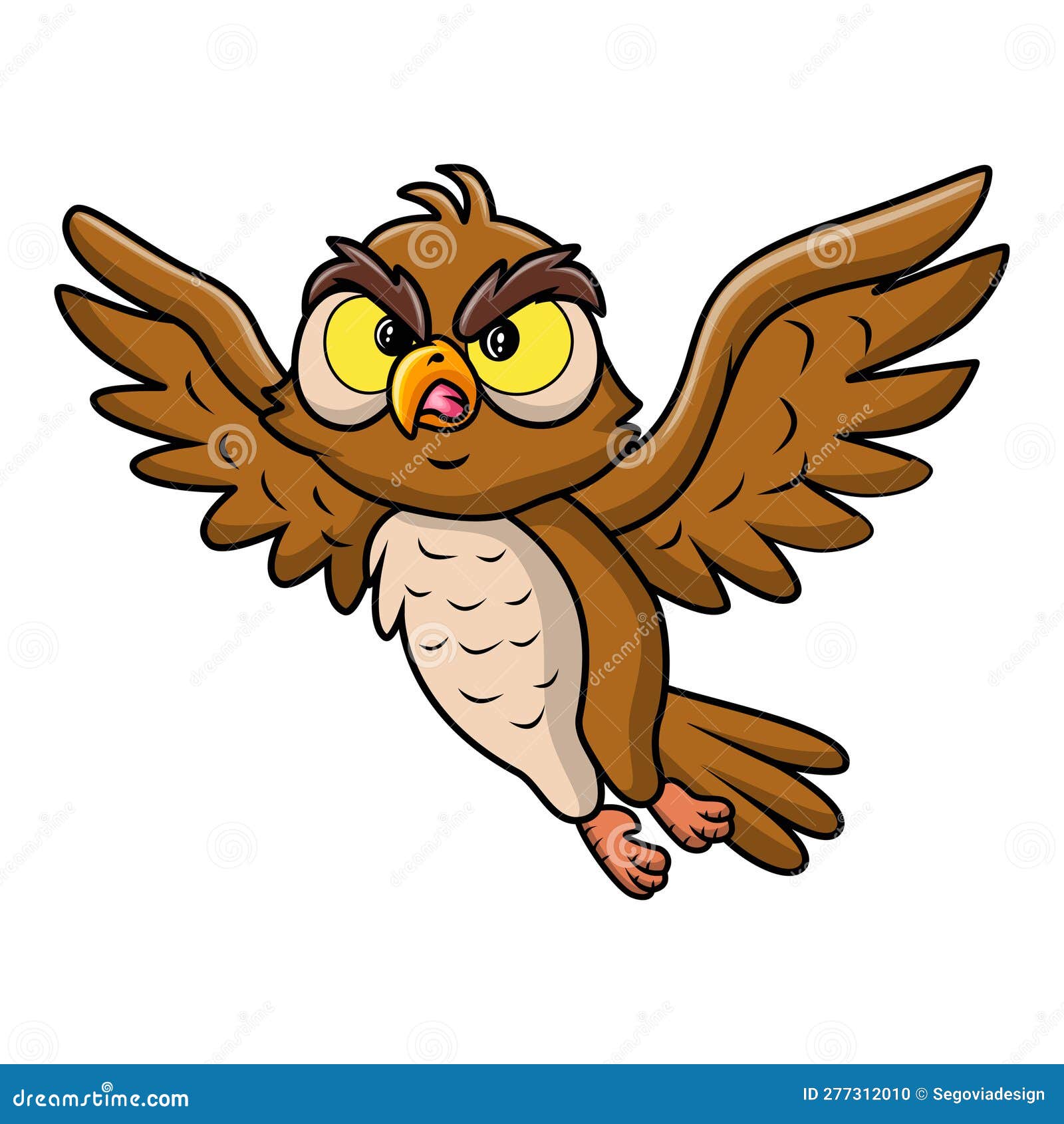 Cute Funny Owl Flying Cartoon Stock Vector - Illustration of colorful ...