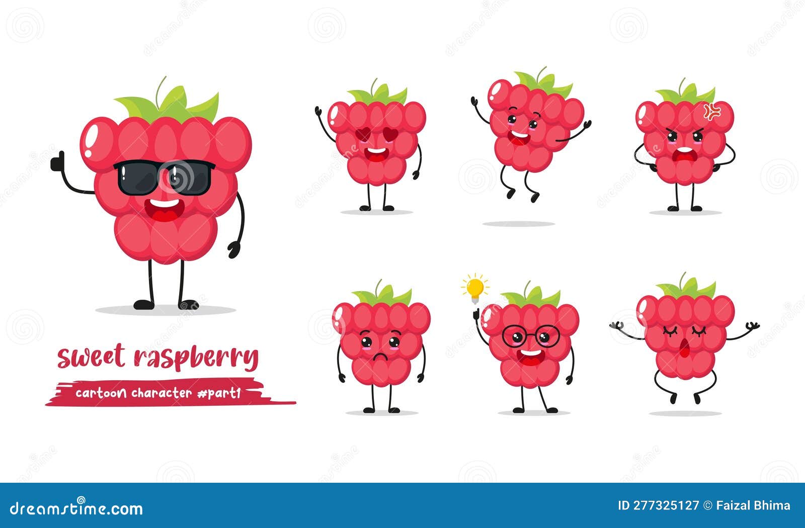 Funny Raspberry Cartoon Character Set Stock Vector - Illustration of ...