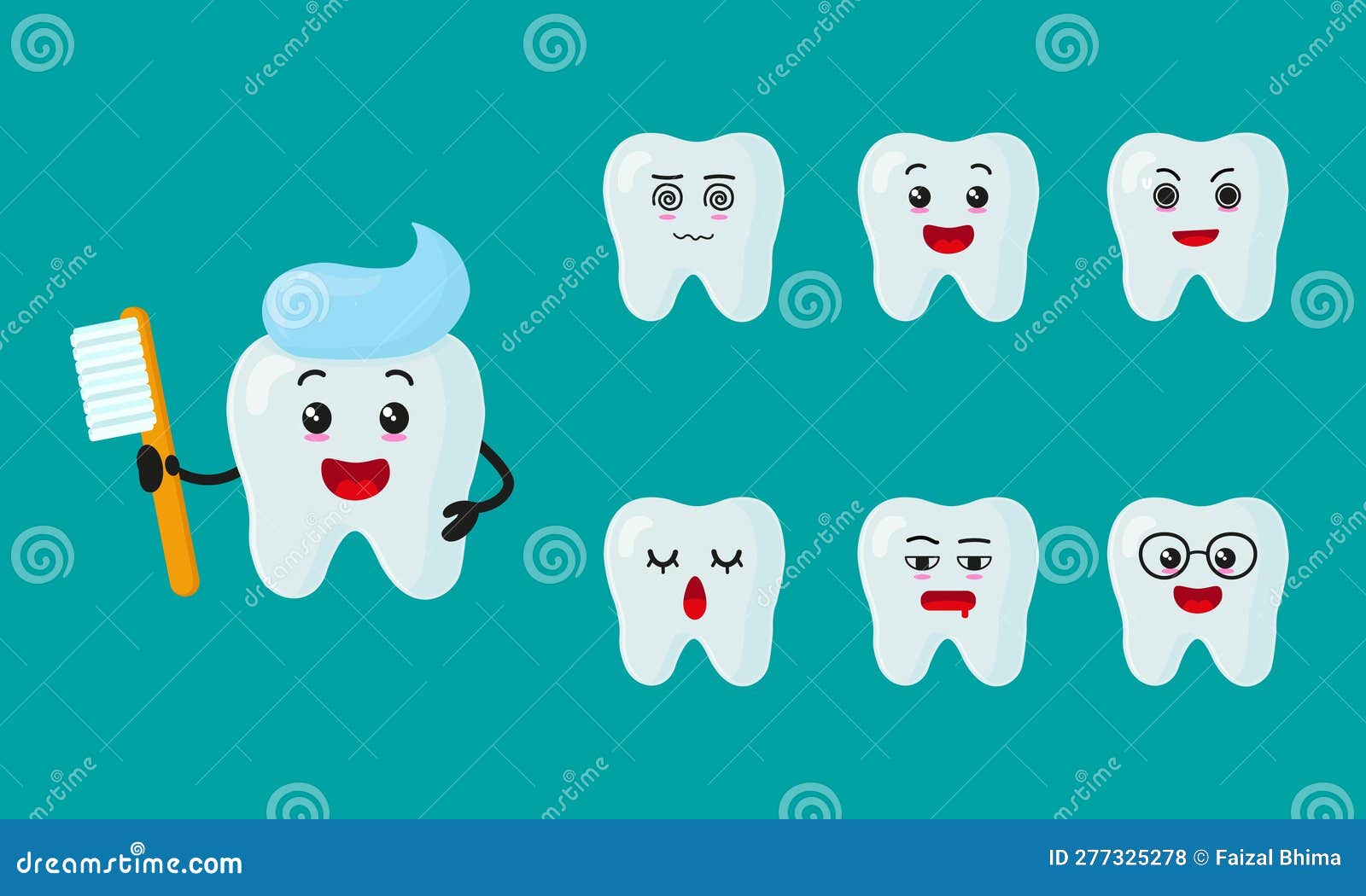 Cute Children Dental Clinic Teeth Set Stock Vector - Illustration of ...