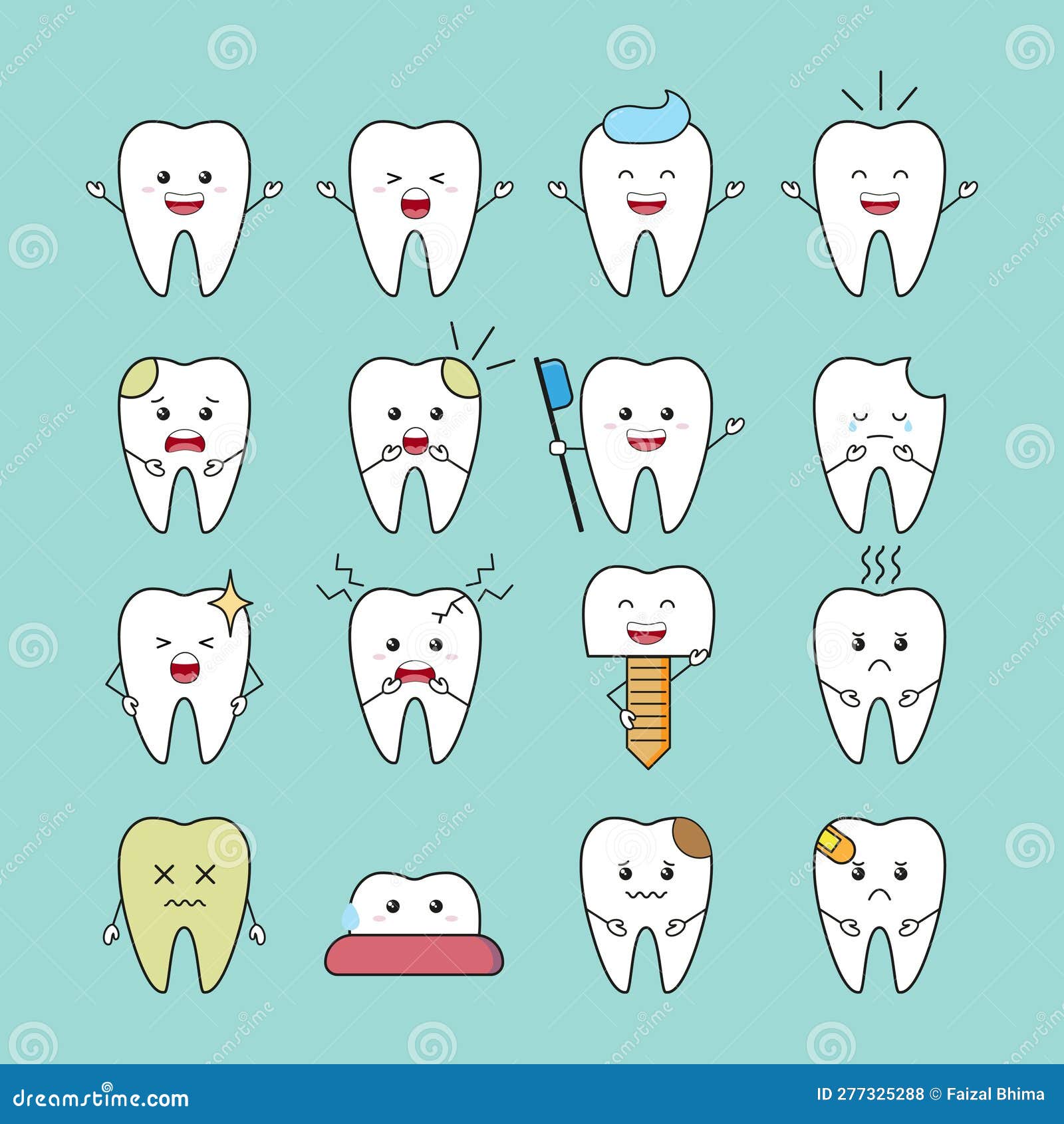 Various Face Expression Teeth Stock Vector - Illustration of dental ...