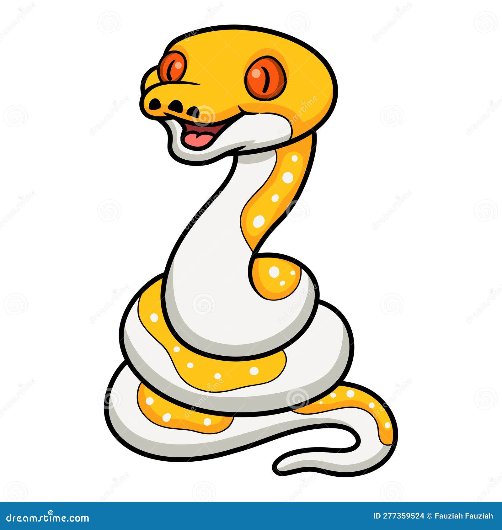 Cute Albino Pied Reticulated Python Cartoon Stock Vector - Illustration ...