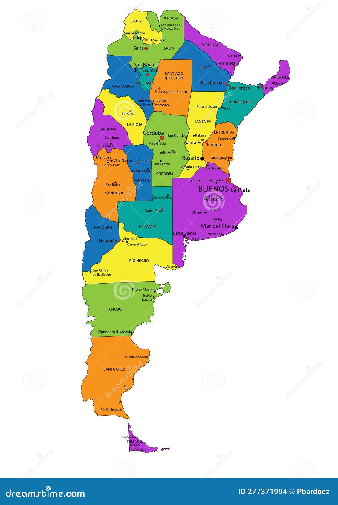Colorful Argentina Political Map with Clearly Labeled, Separated Layers ...