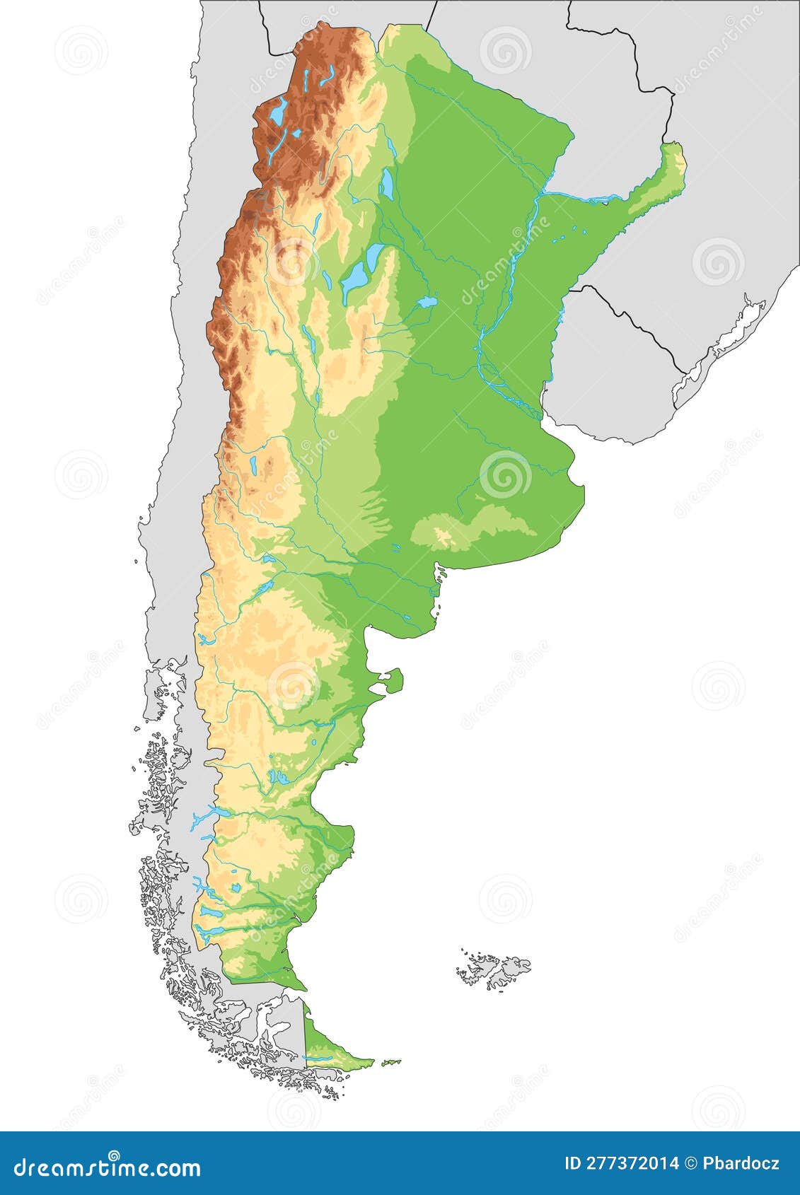 Detailed Argentina Road Map With Labeling. Cartoon Vector ...