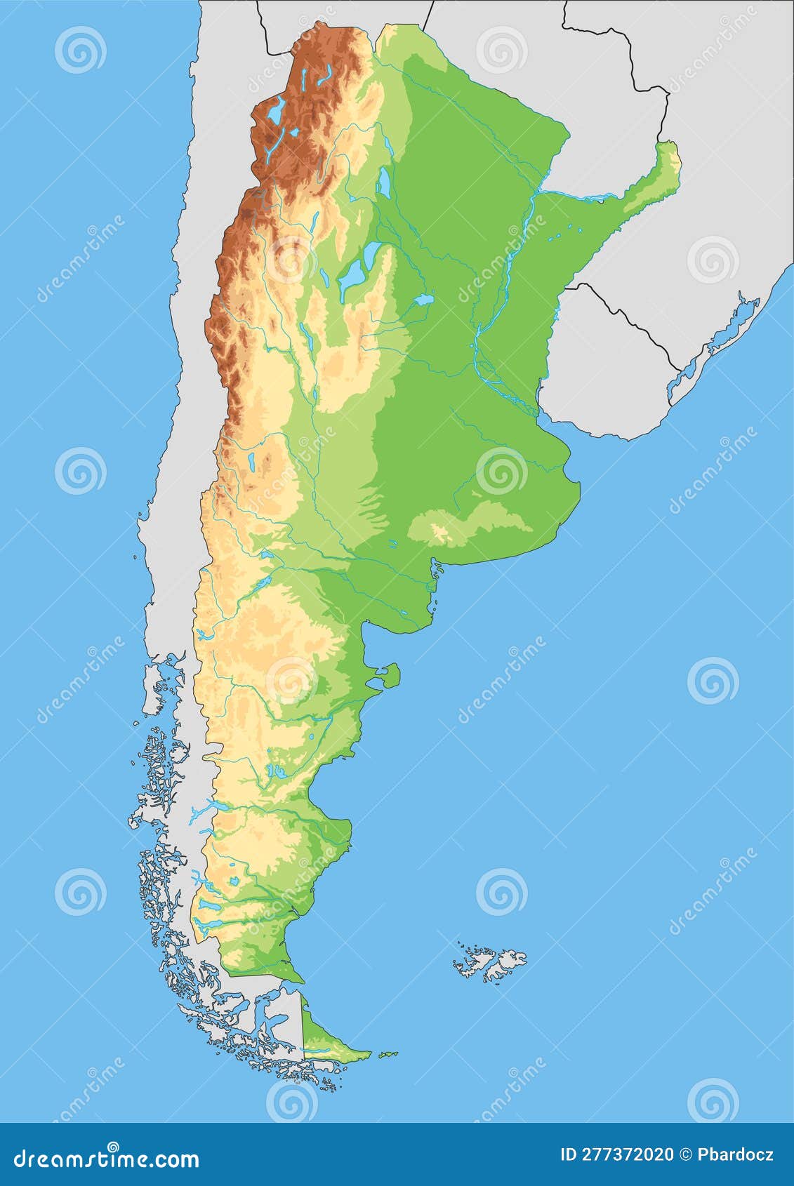 Detailed Argentina Physical Map. Stock Vector - Illustration of aconcagua, argentina: 277372020