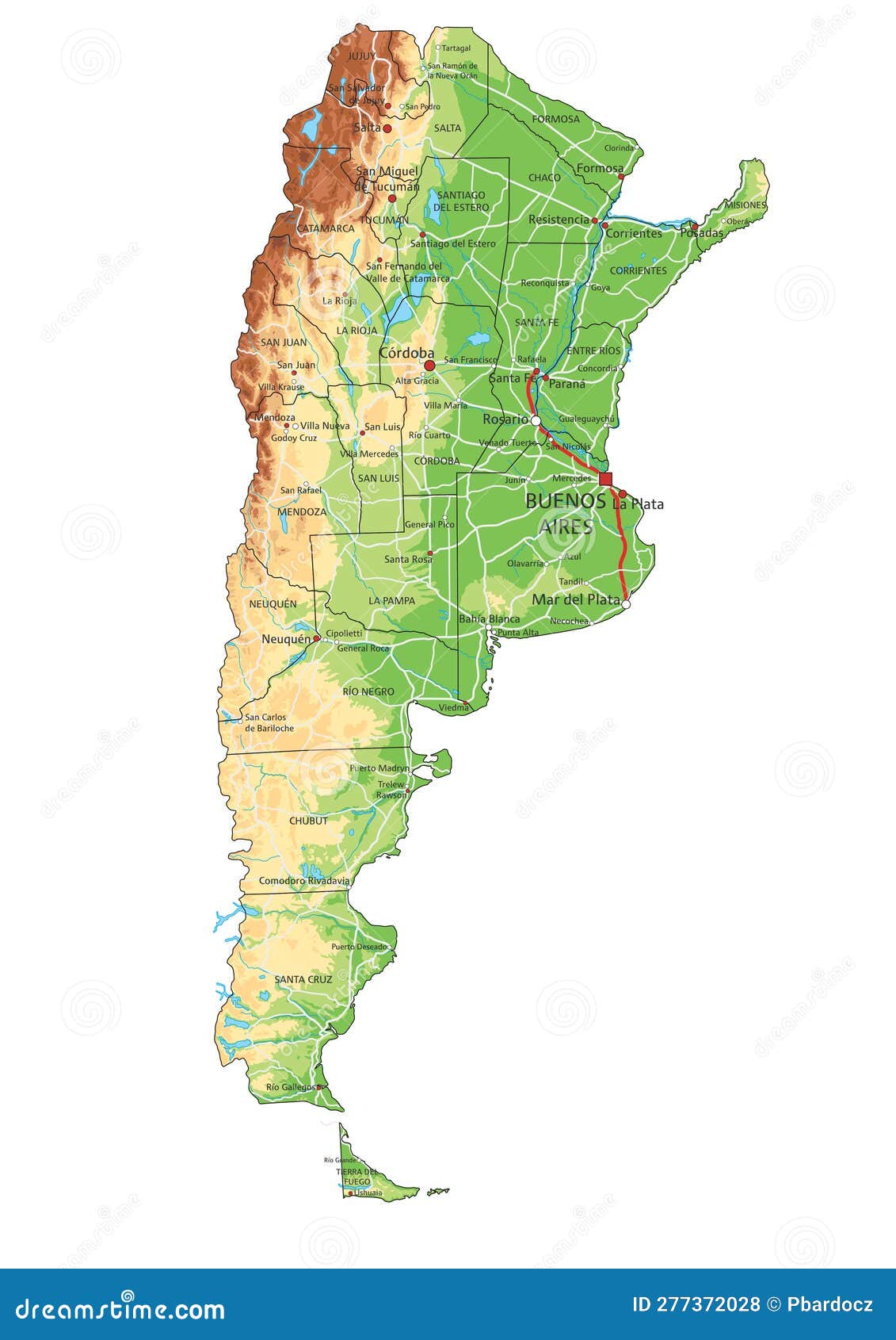 Detailed Argentina Physical Map with Labeling. Stock Vector - Illustration of cartoon ...
