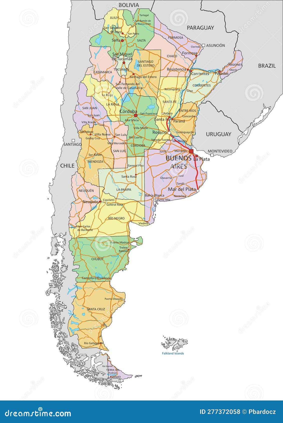 Argentina - Detailed Editable Political Map With Labeling. Vector ...