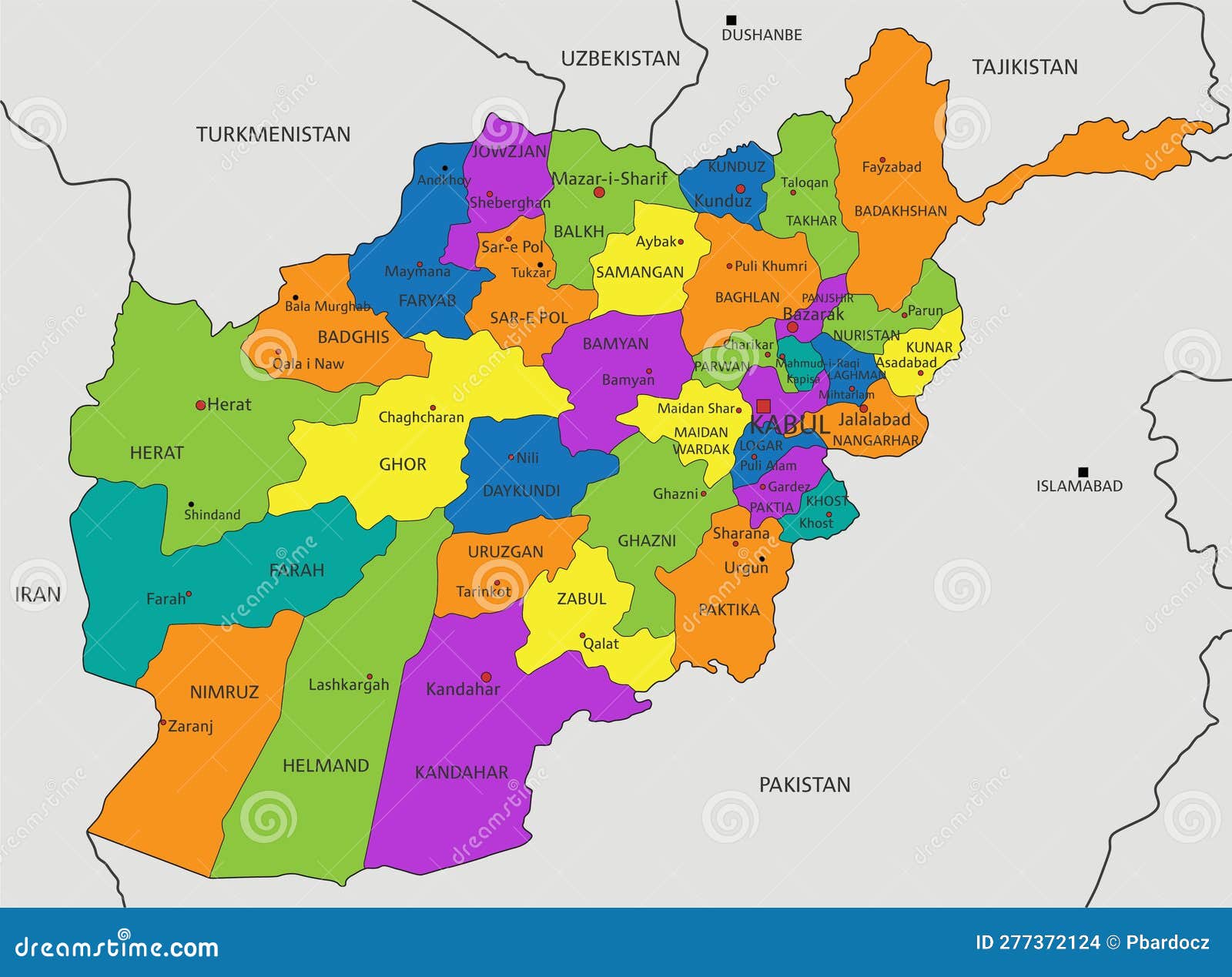 Colorful Afghanistan Political Map with Clearly Labeled, Separated Layers. Stock Vector ...