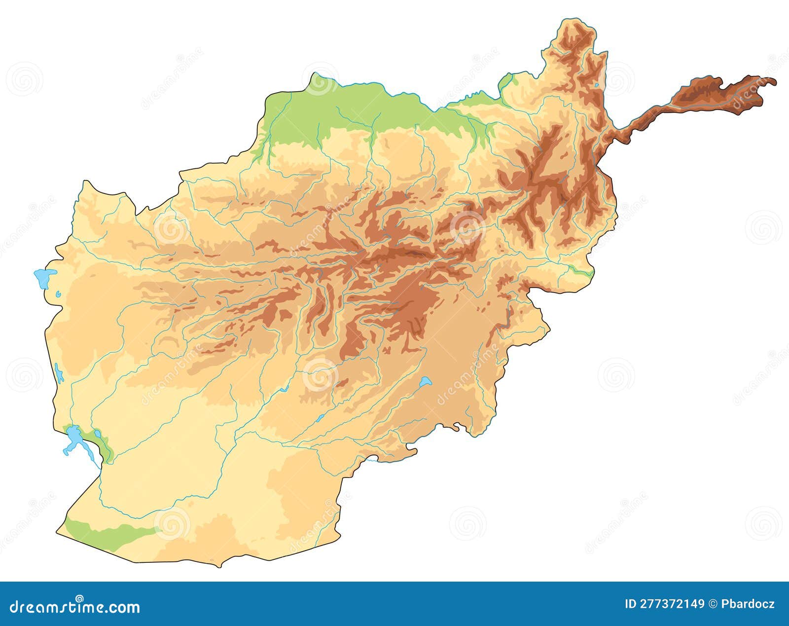 Detailed Afghanistan Physical Map. Stock Vector - Illustration of ...