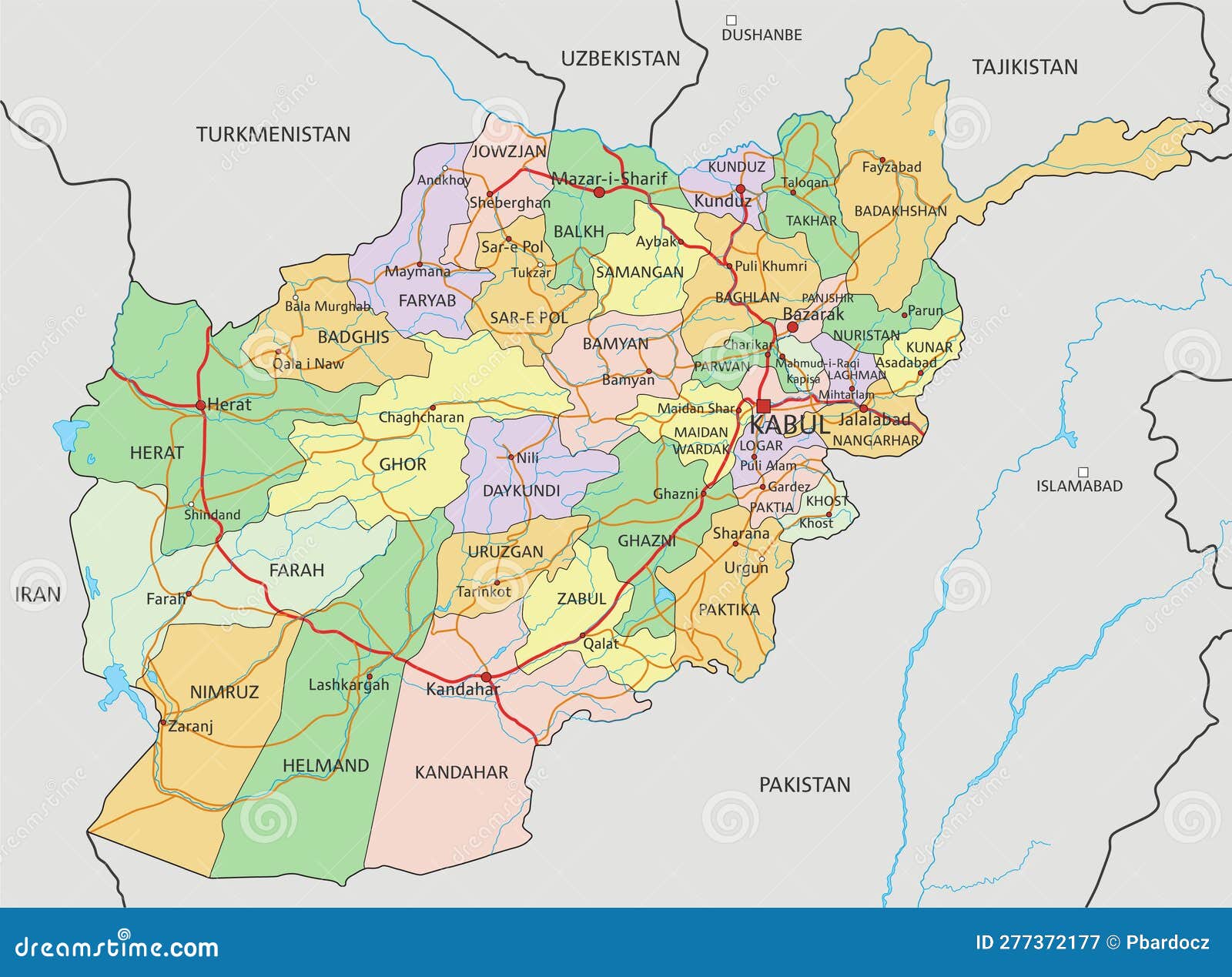 Afghanistan - Detailed Editable Political Map with Labeling. Stock ...