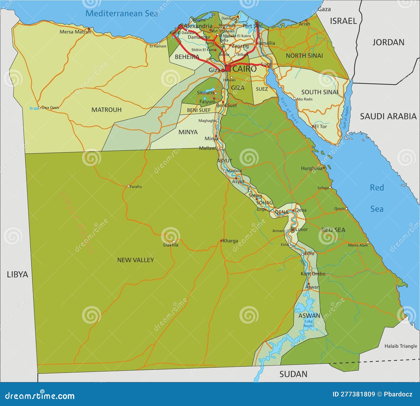 Detailed Editable Political Map with Separated Layers. Egypt Stock ...