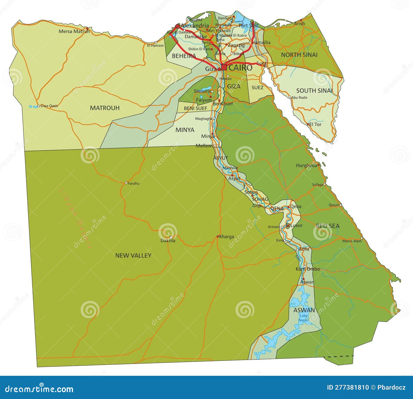 Detailed Editable Political Map with Separated Layers. Egypt Stock ...