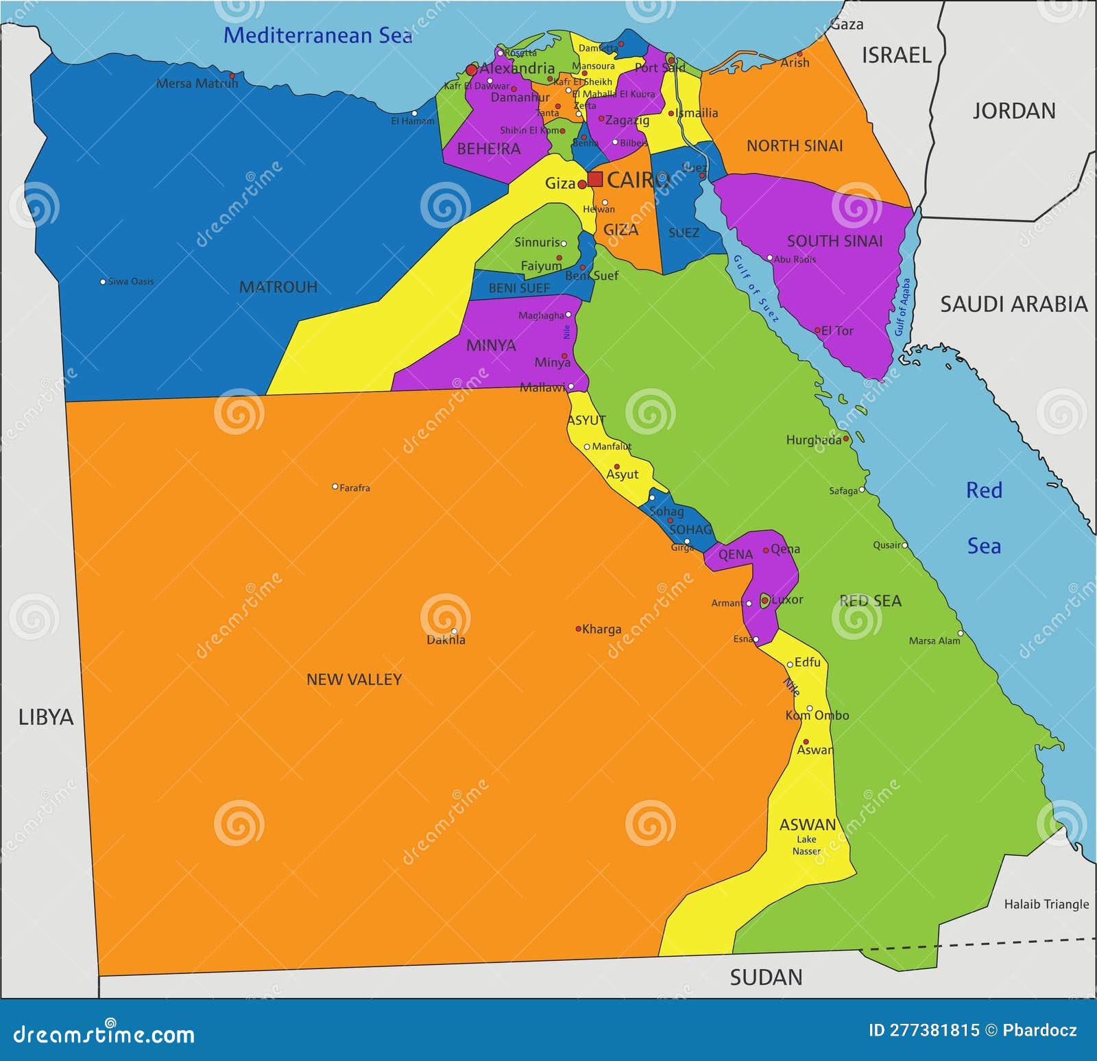 Colorful Egypt Political Map With Clearly Labeled, Separated Layers ...