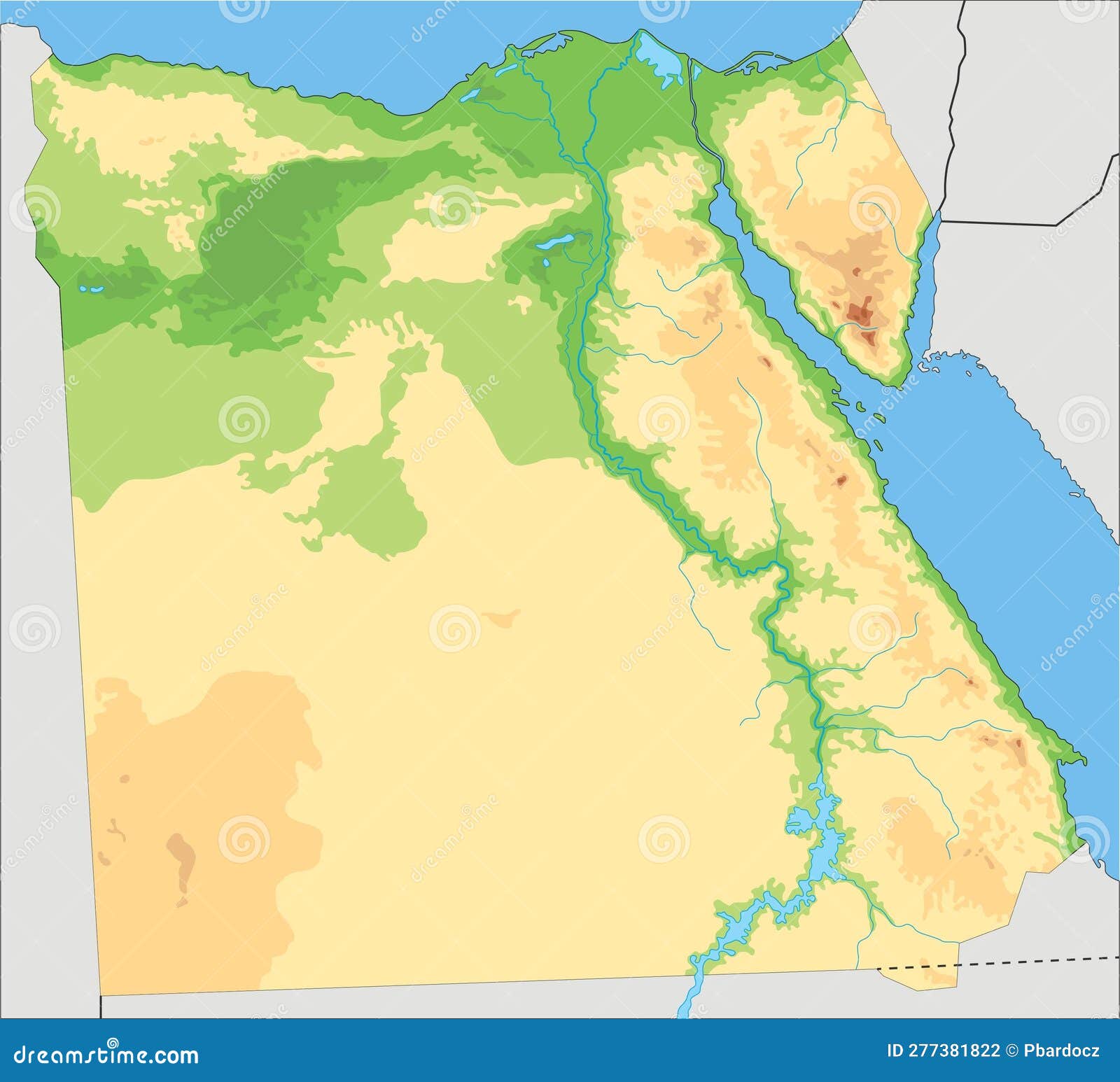 Detailed Egypt Physical Map. Stock Vector - Illustration of atlantic ...