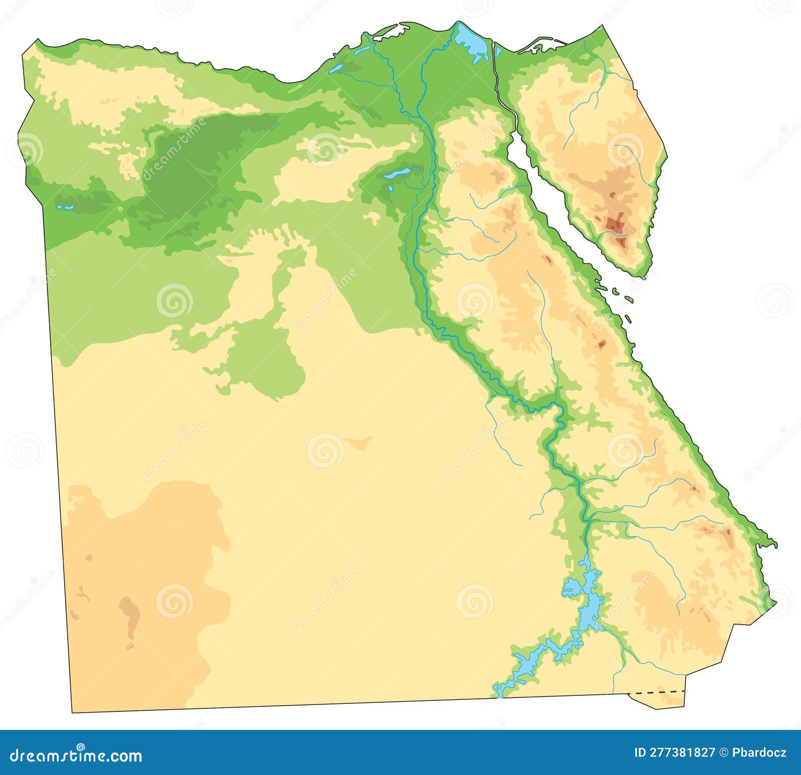 Detailed Egypt Physical Map. Stock Vector - Illustration of atlantic ...