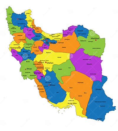Colorful Iran Political Map with Clearly Labeled, Separated Layers ...