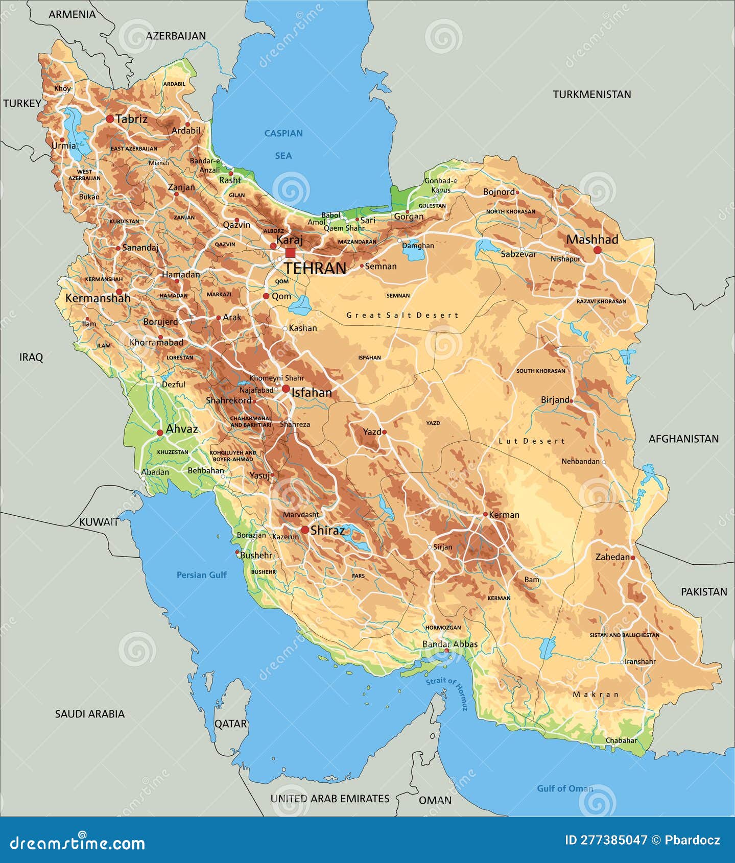 The Detailed Map Of Iran With Regions Or States. Administrative ...