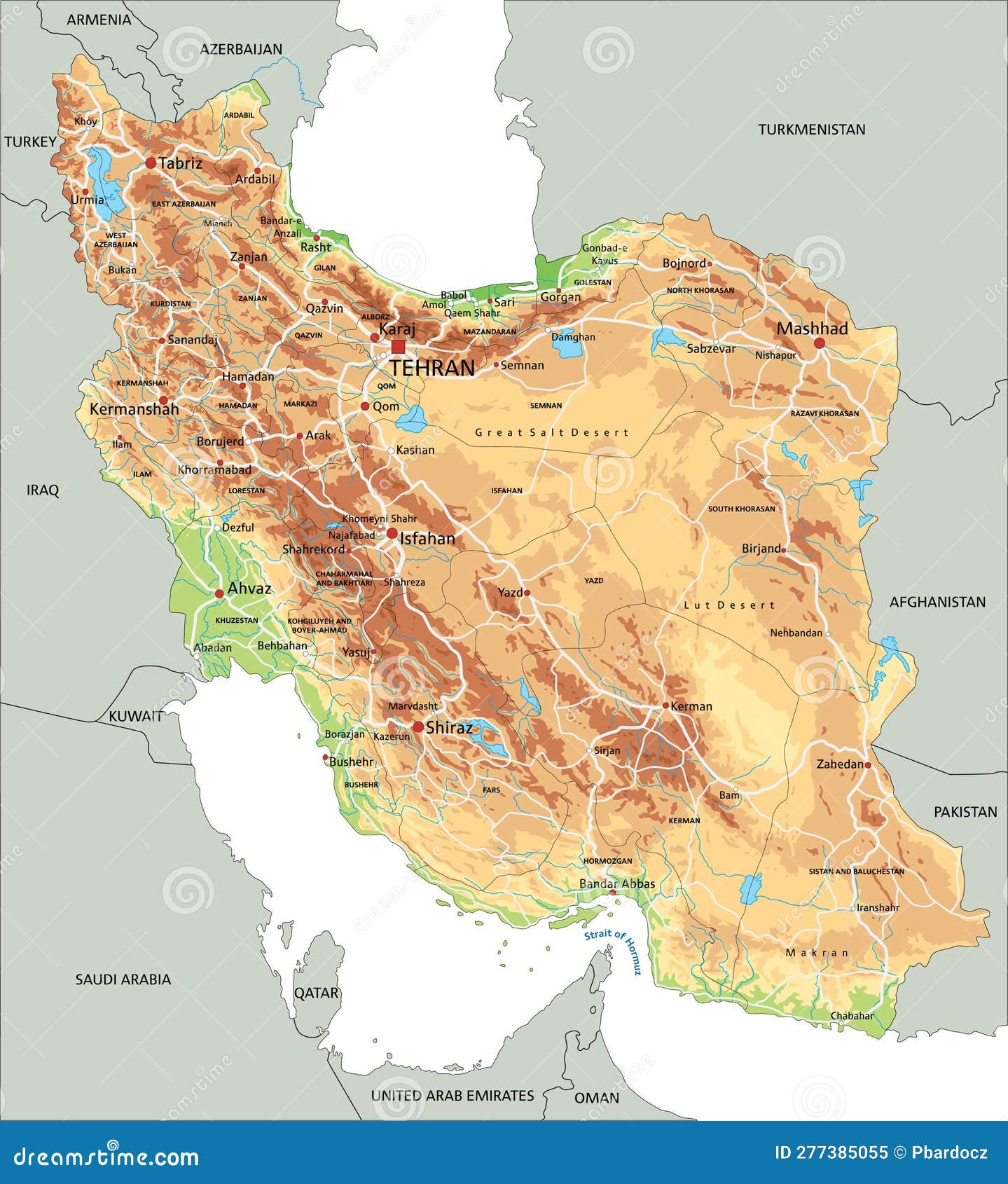 Iran Physical Map White And Gray Colors Cartoon Vector | CartoonDealer ...