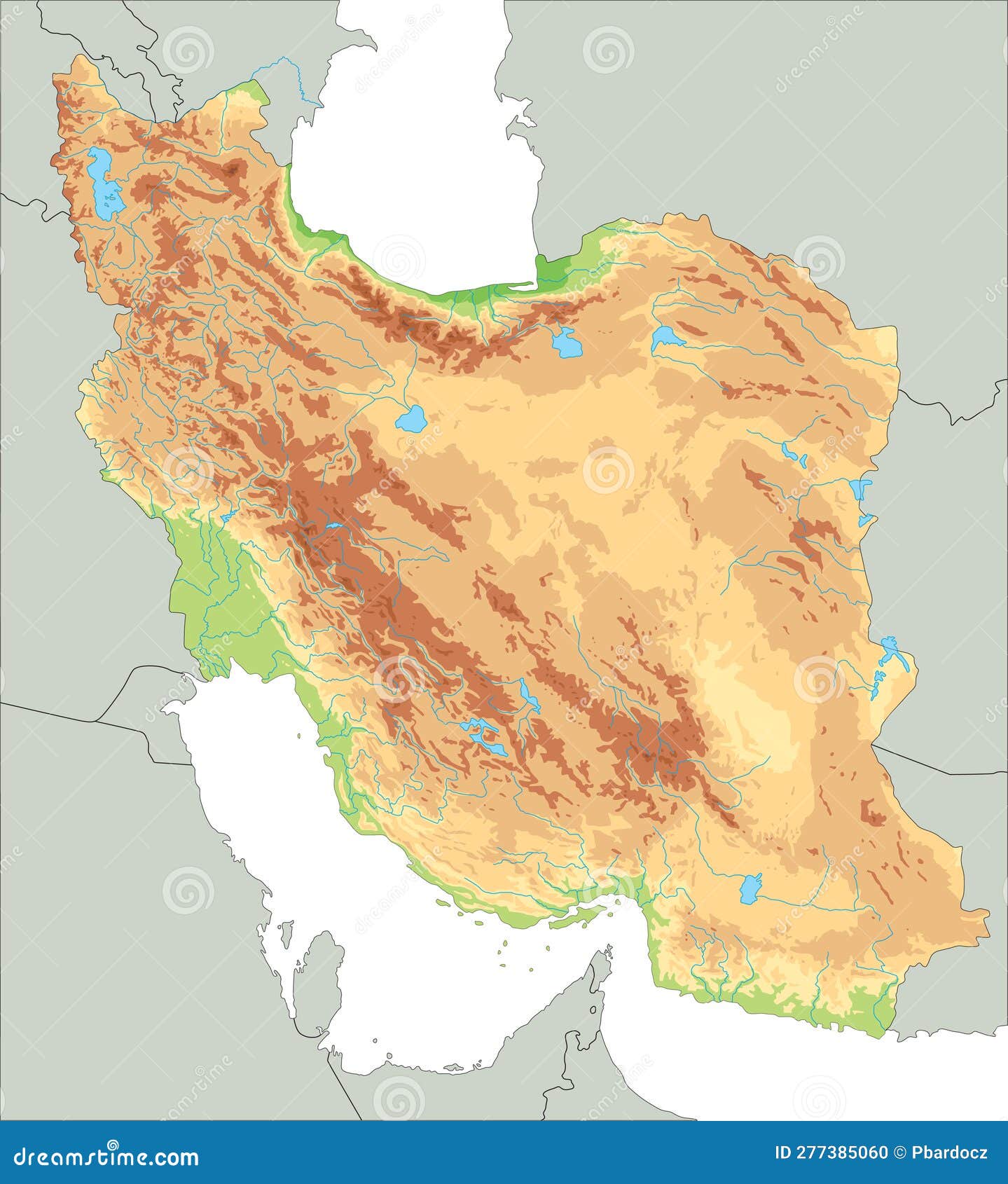 Detailed Iran Physical Map. Stock Vector - Illustration of asian ...