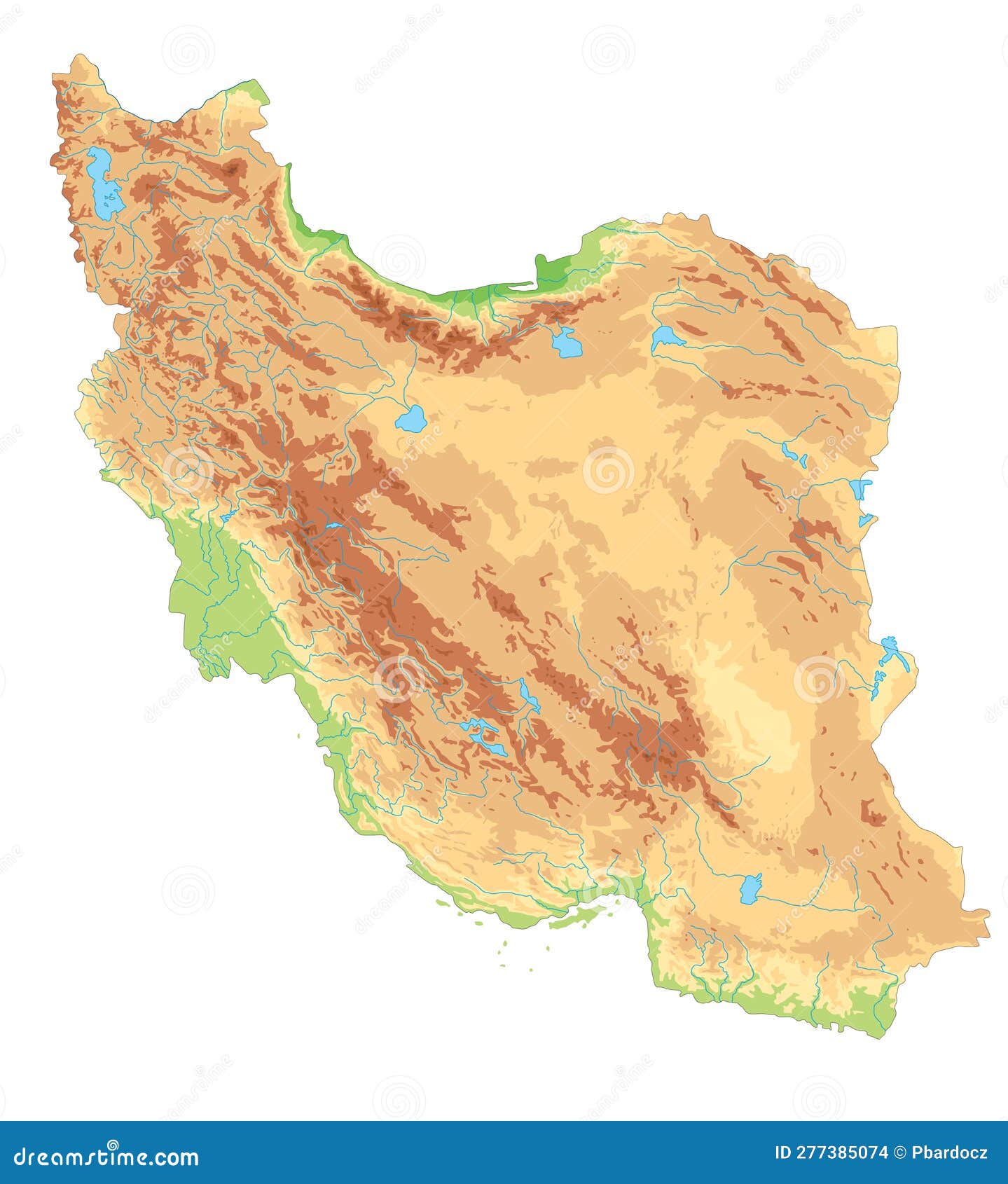 Detailed Iran Physical Map. Stock Vector - Illustration of abstract ...
