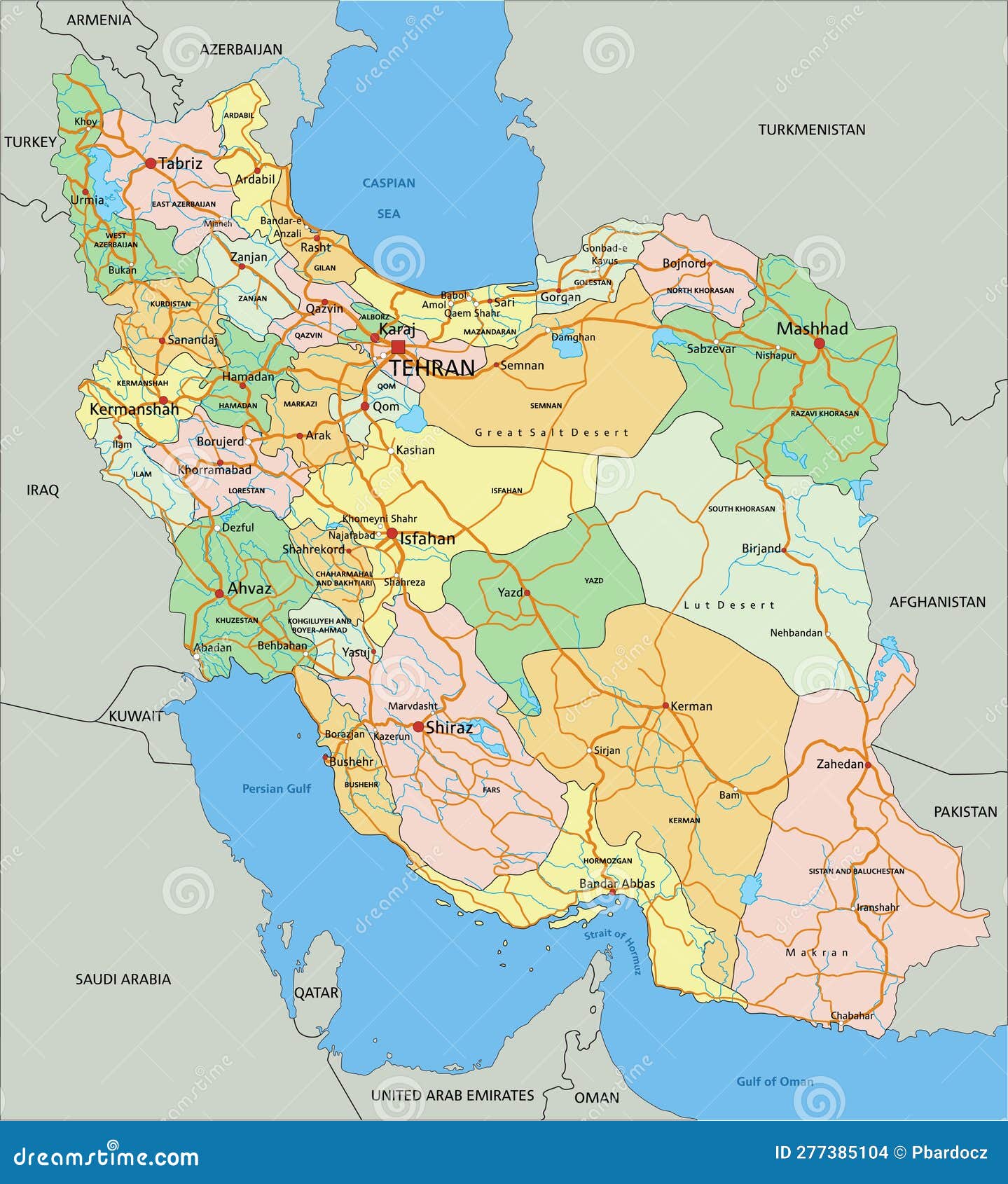 Iran - Detailed Editable Political Map with Labeling. Stock Vector ...