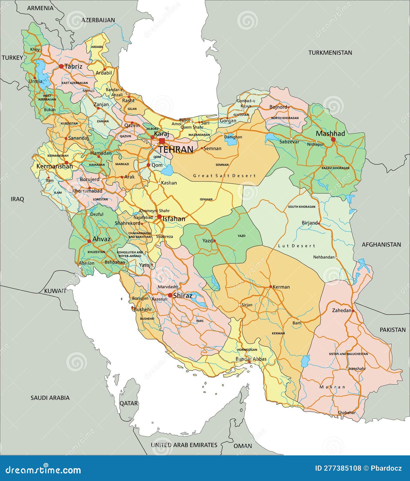Iran - Detailed Editable Political Map With Labeling. Vector ...