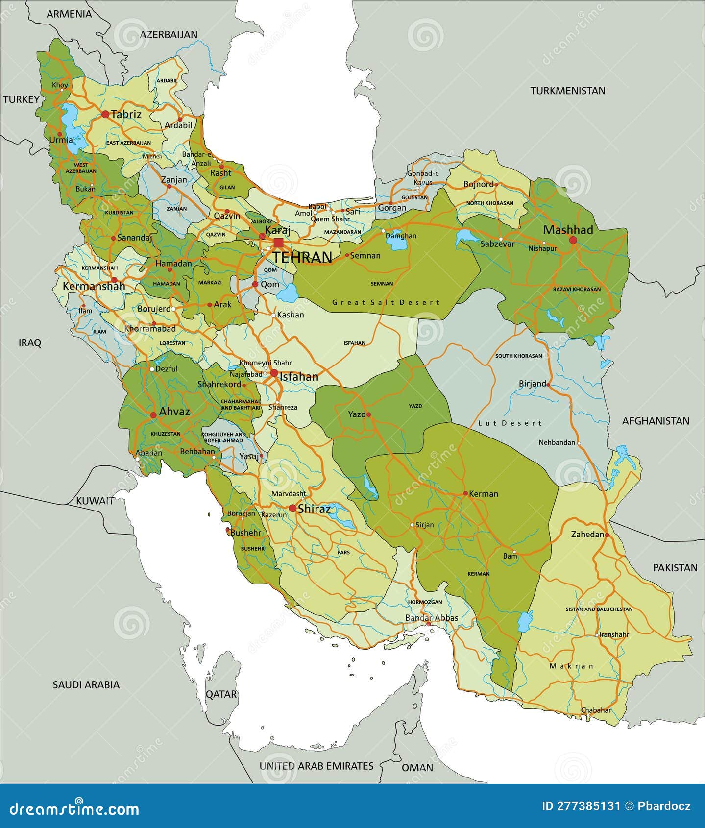Detailed Editable Political Map with Separated Layers. Iran Stock ...
