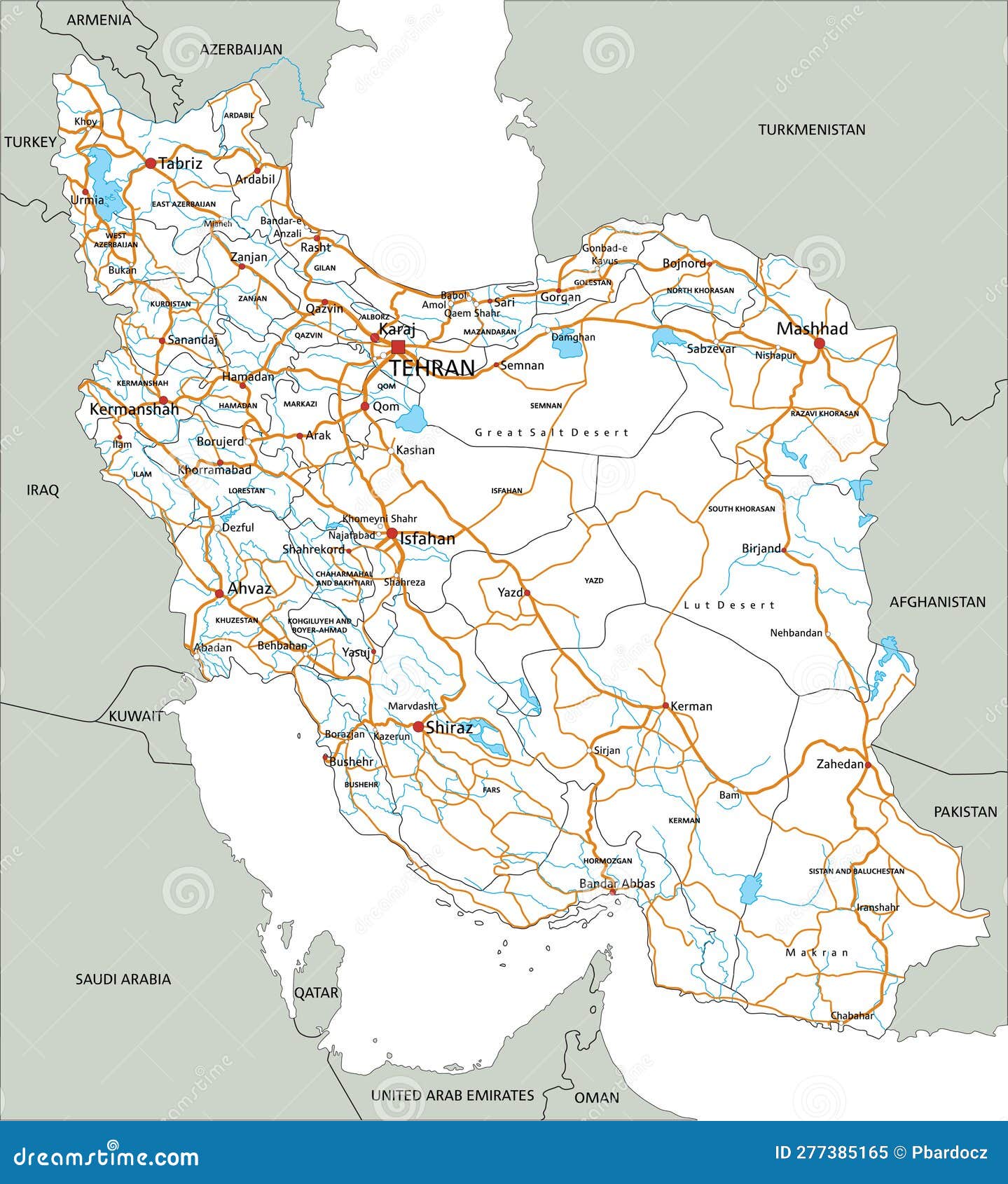 The Detailed Map Of Iran With Regions Or States. Administrative ...