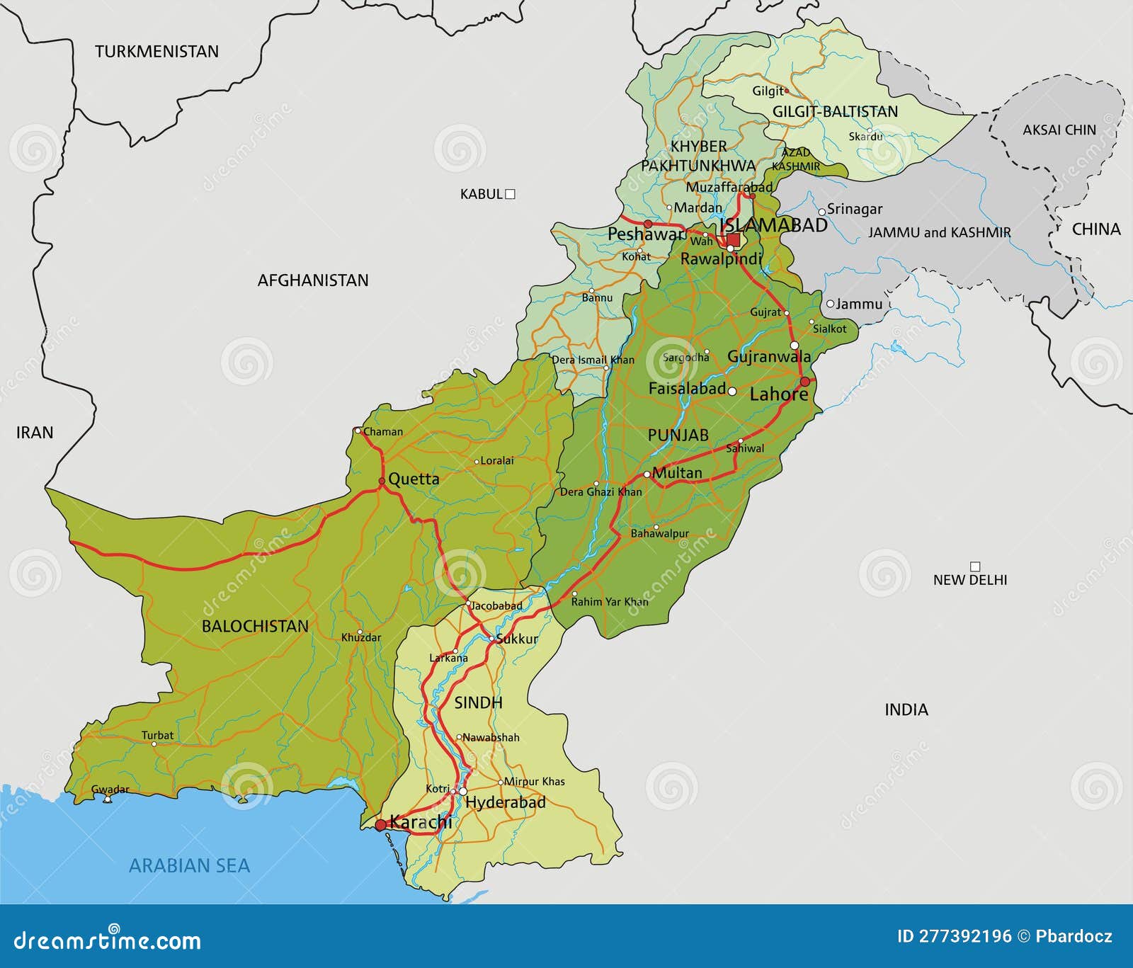 Political Map Of Pakistan Isolated On White Background Vector ...