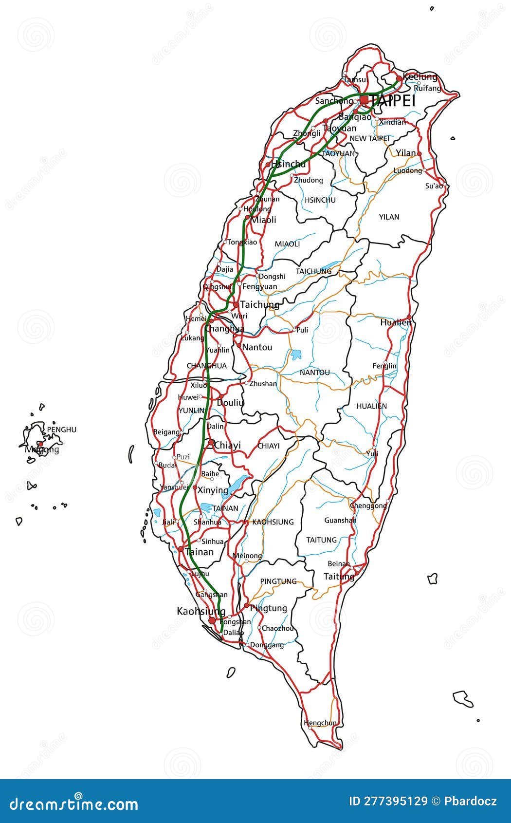 Taiwan Road and Highway Map. Stock Vector - Illustration of background ...
