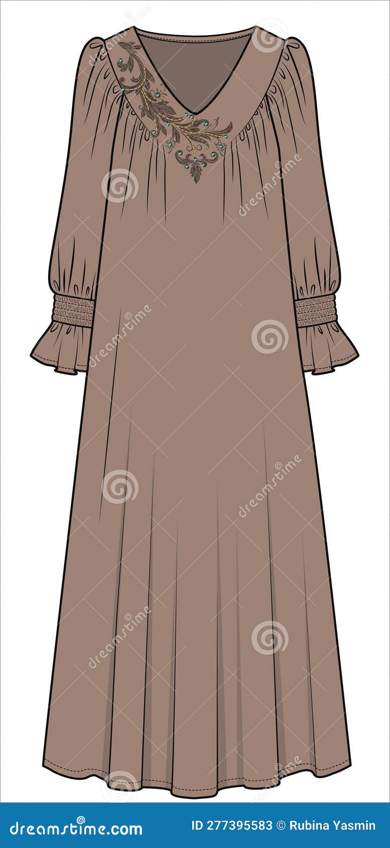 Maxi Dress In Cartoon Style Stiker On White Background On Isolated ...